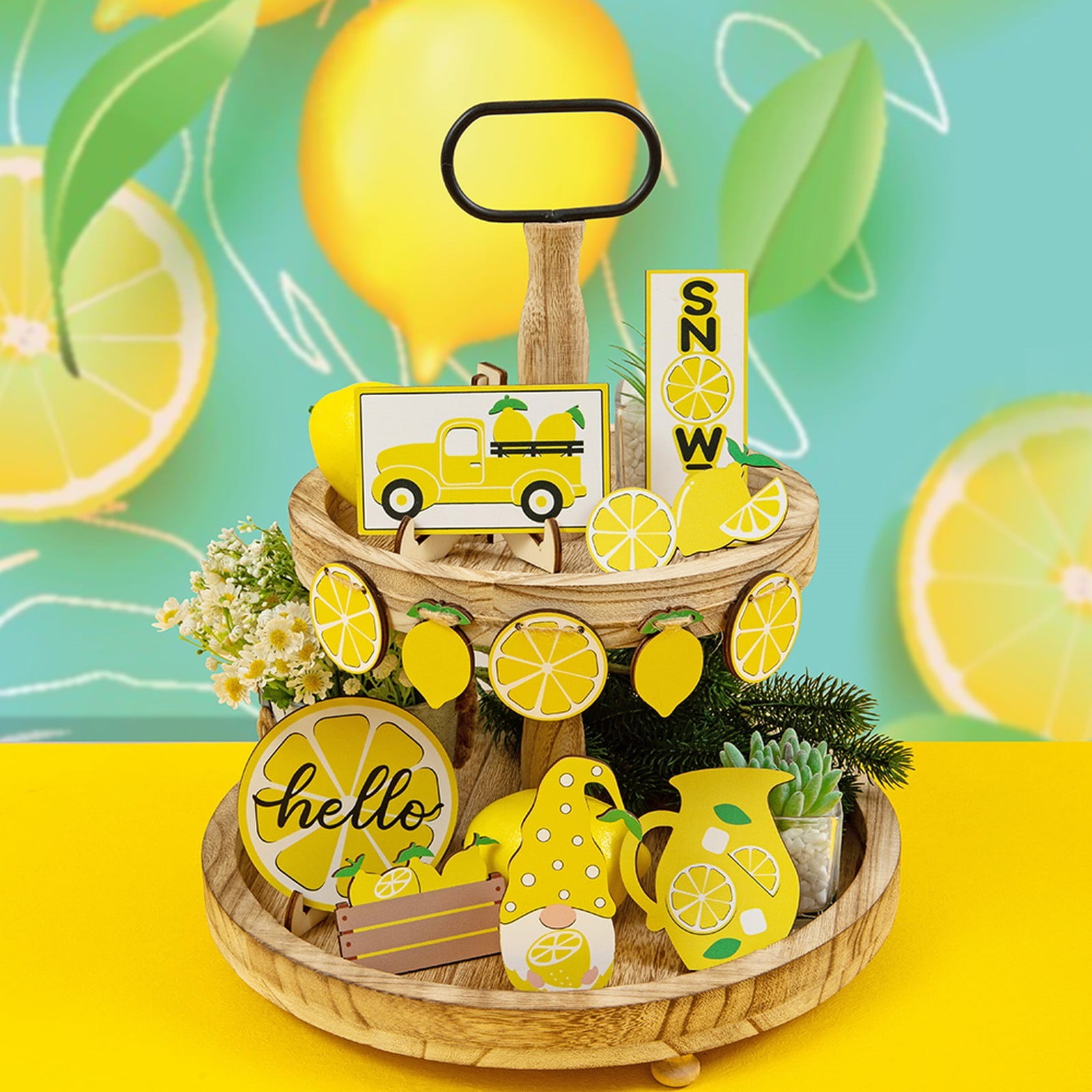 ZLLDECOR Border New Fruit Lemon Theme Layered Tray Decoration ...