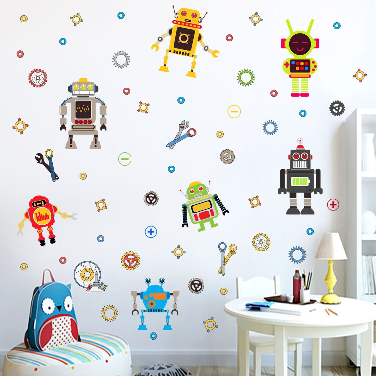 ZLLDECOR Cartoon Robot Wall Stickers For Room Living Room Bedroom ...