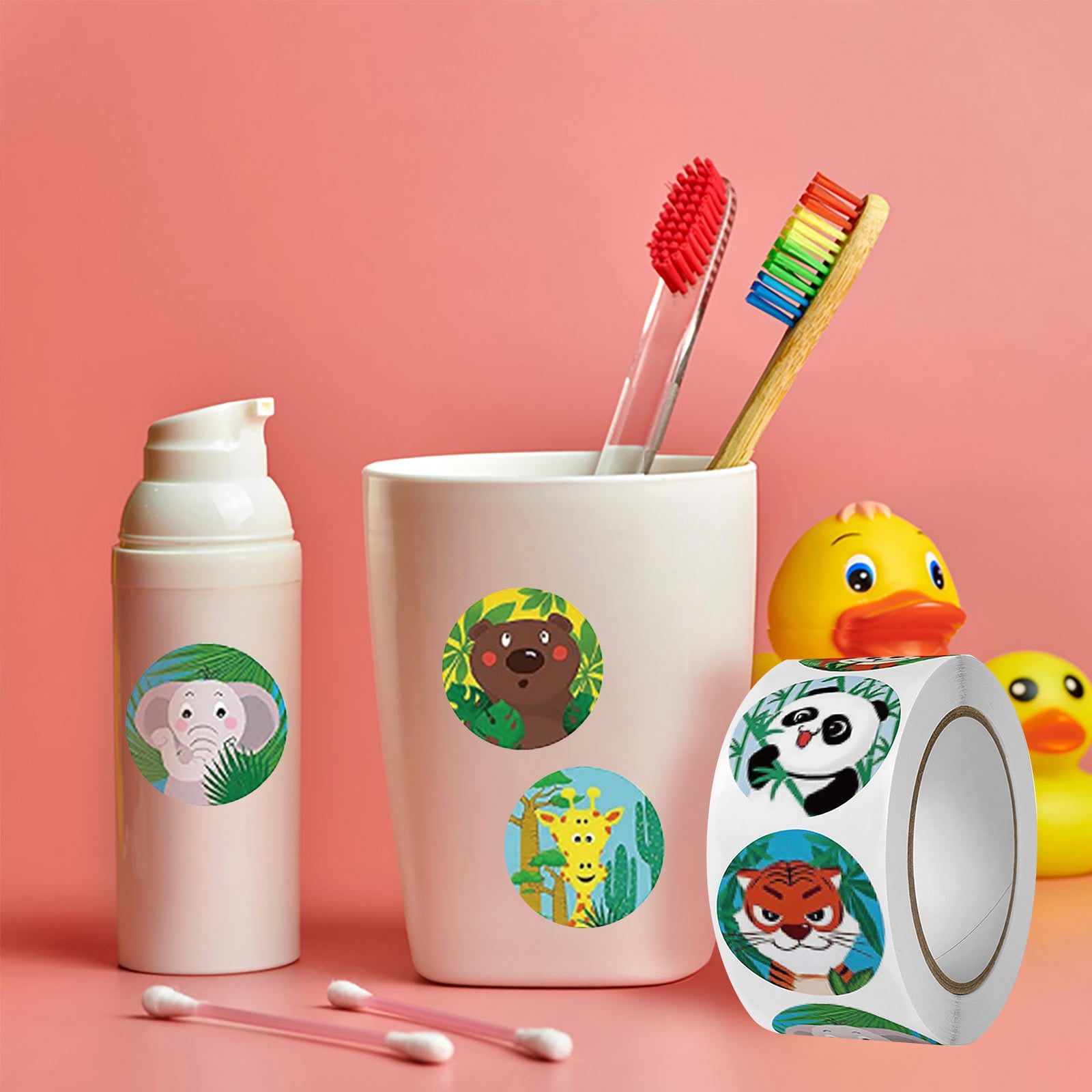 ZLLDECOR Circular Roll Cute Rabbit Animal Sticker Kindergarten Hand ...