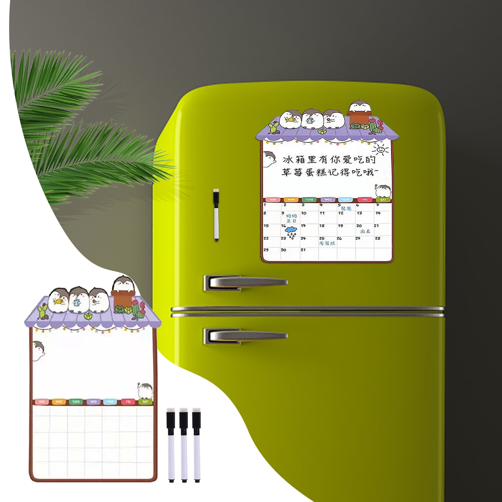 ZLLDECOR Creative Refrigerator With Badge Cute Message Board Erasable ...