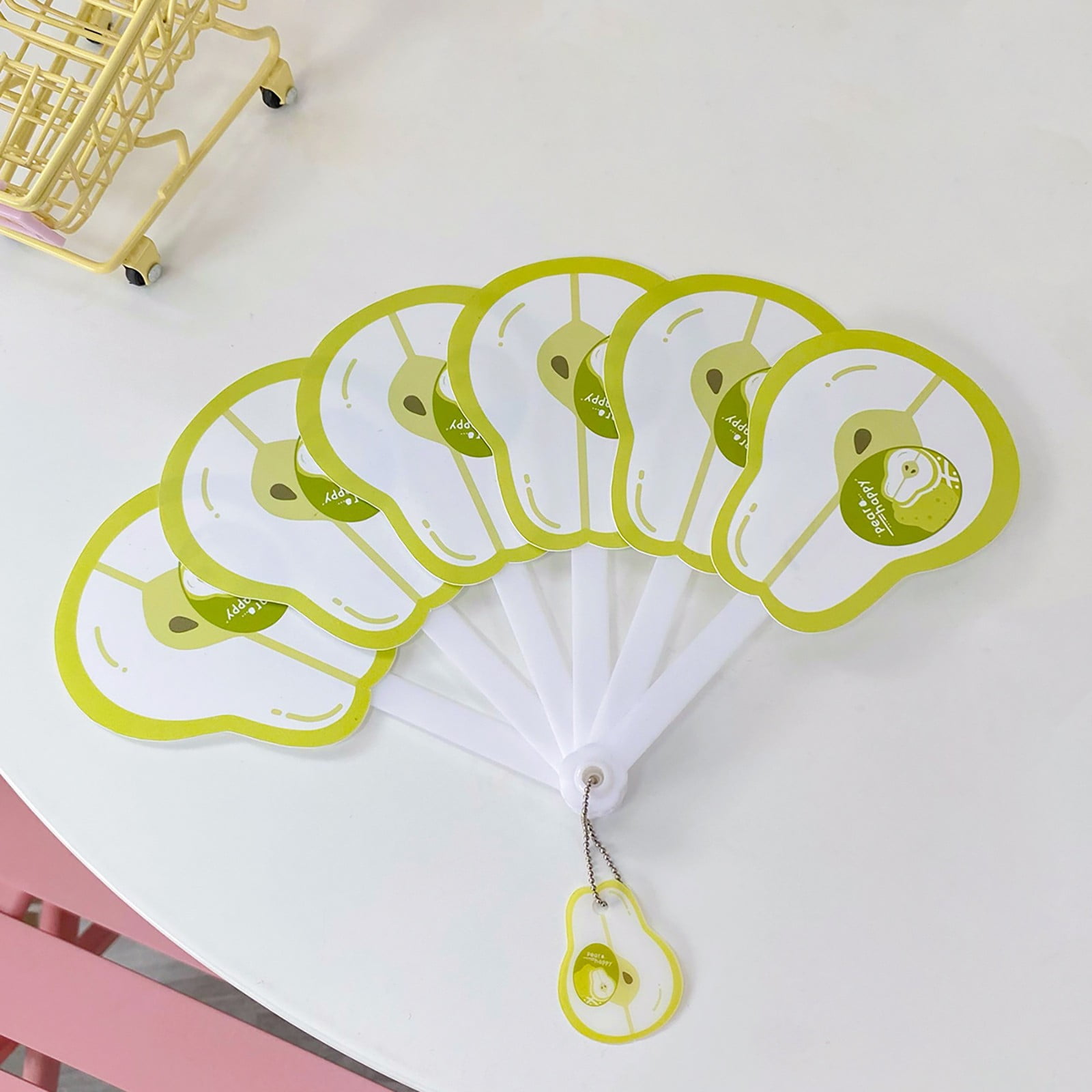 ZLLDECOR Hand Held Six Fold Fan Cute Portable PP Folding Fan Cartoon ...