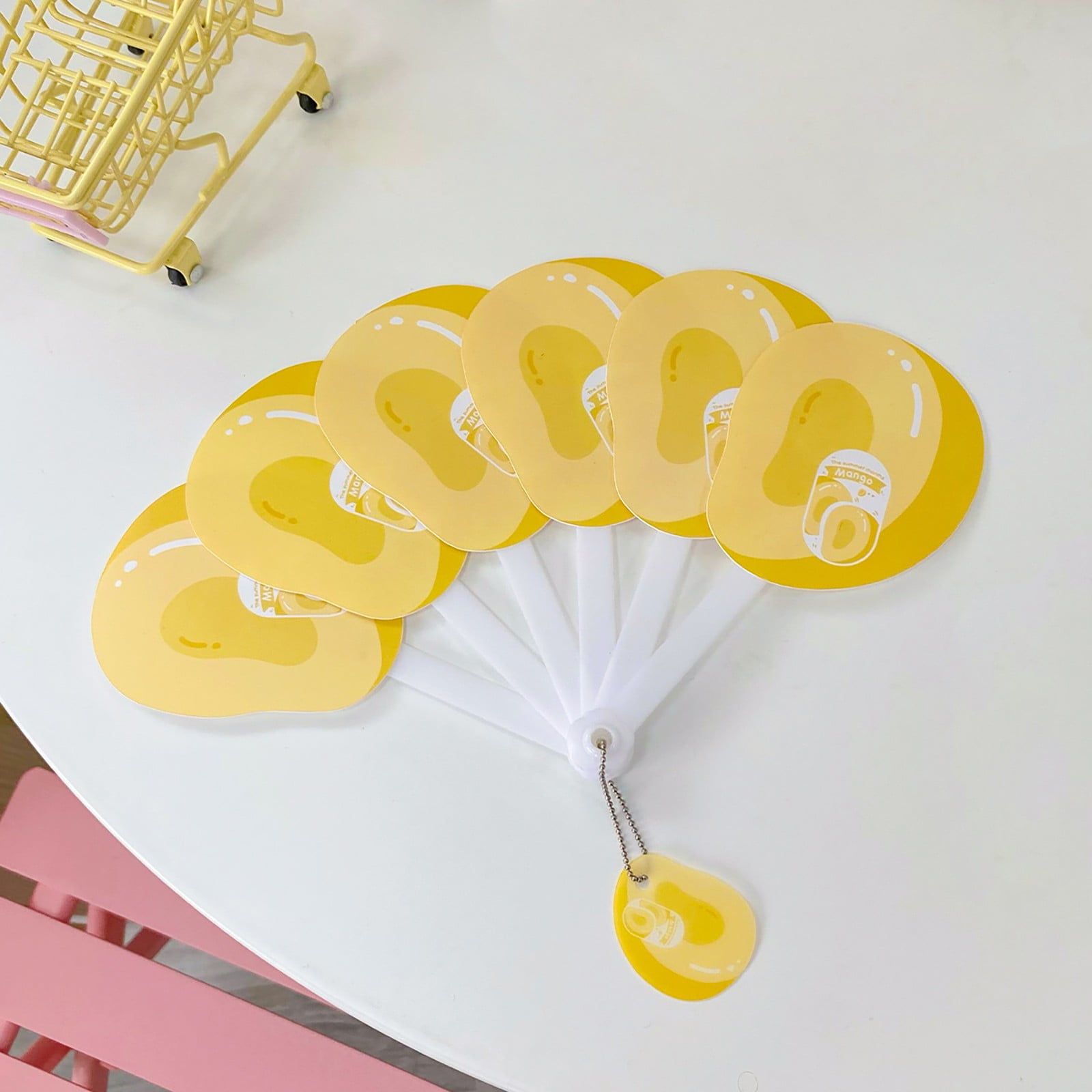 ZLLDECOR Hand Held Six Fold Fan Cute Portable PP Folding Fan Cartoon ...