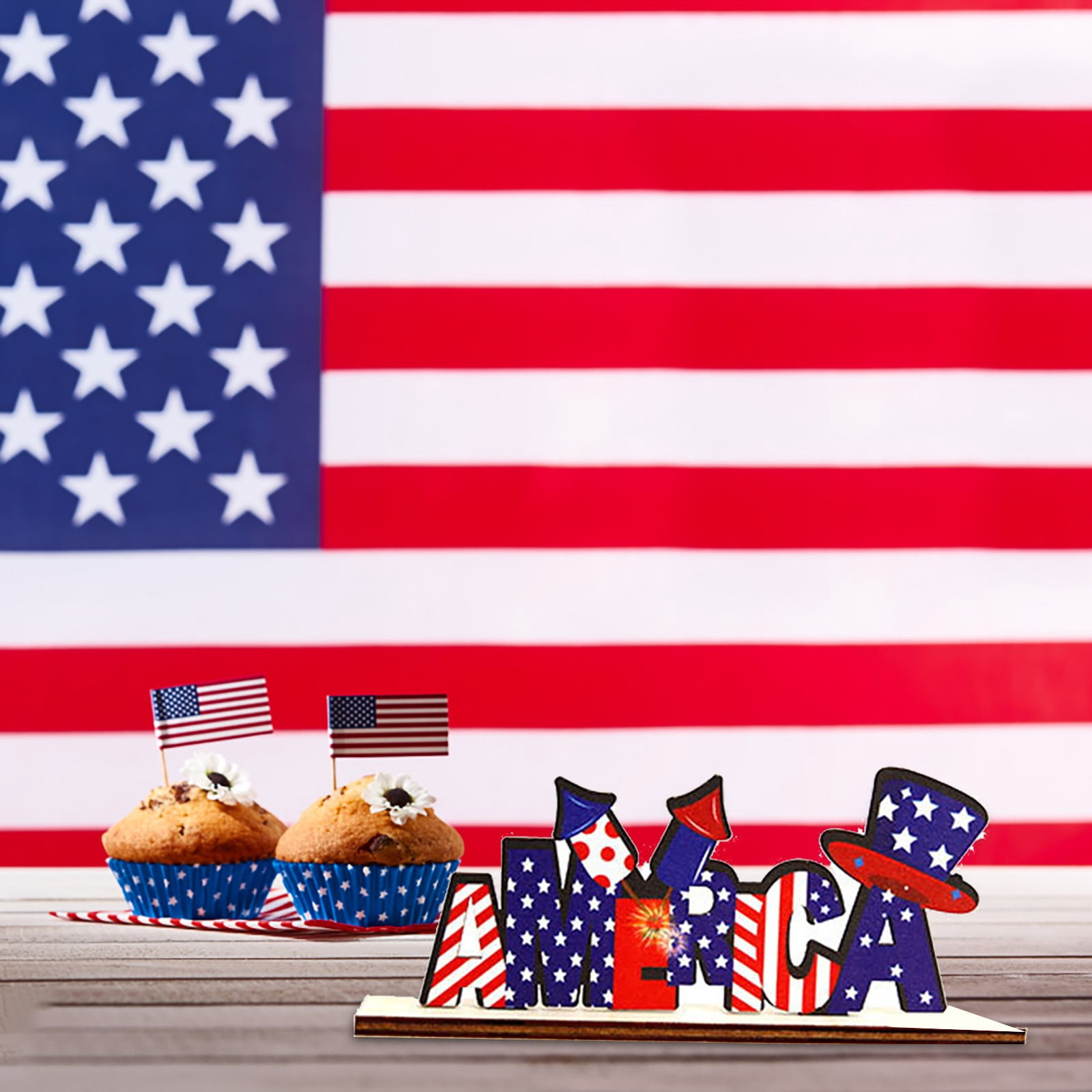 ZLLDECOR Independence Day Wooden Decoration Table Decoration Set ...