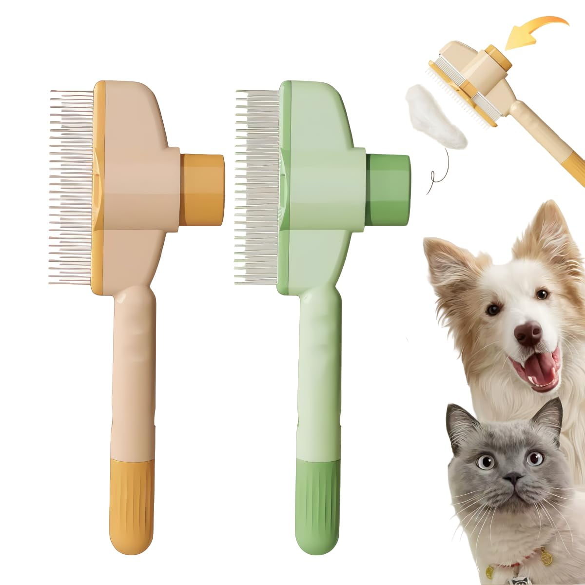 ZLMMLZ 2PCS Pet Comb for Dogs & Cats with Long & Short Stainless Steel ...