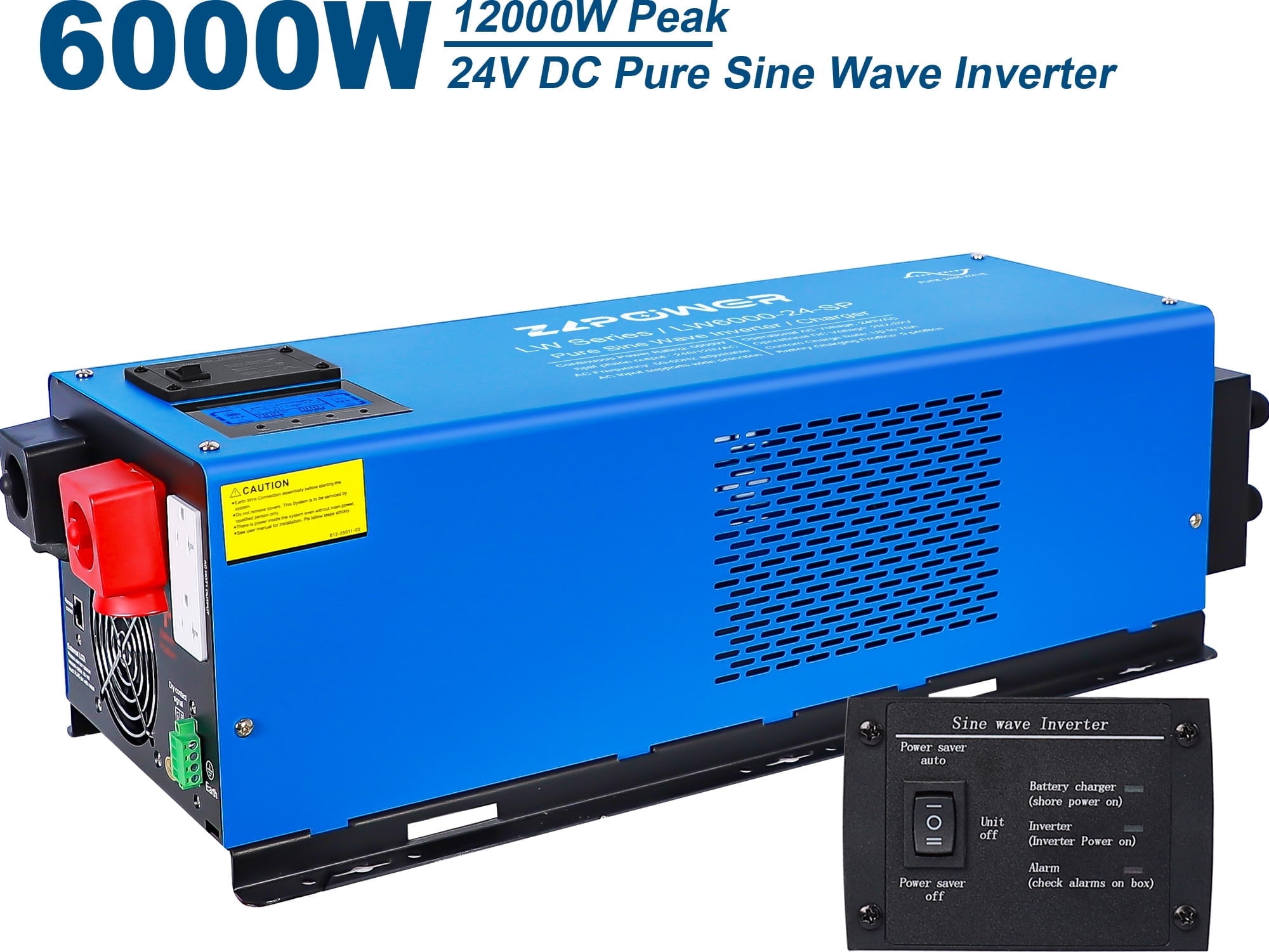 ZLPOWER 6000W 24V Pure Sine Wave Inverter Charger with 18000W Peak ...