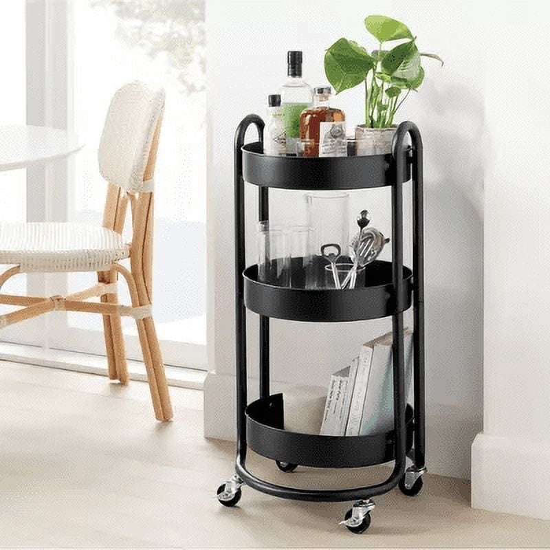 ZLQ Versatile Round Metal Utility Cart with Three Tiers - Walmart.com