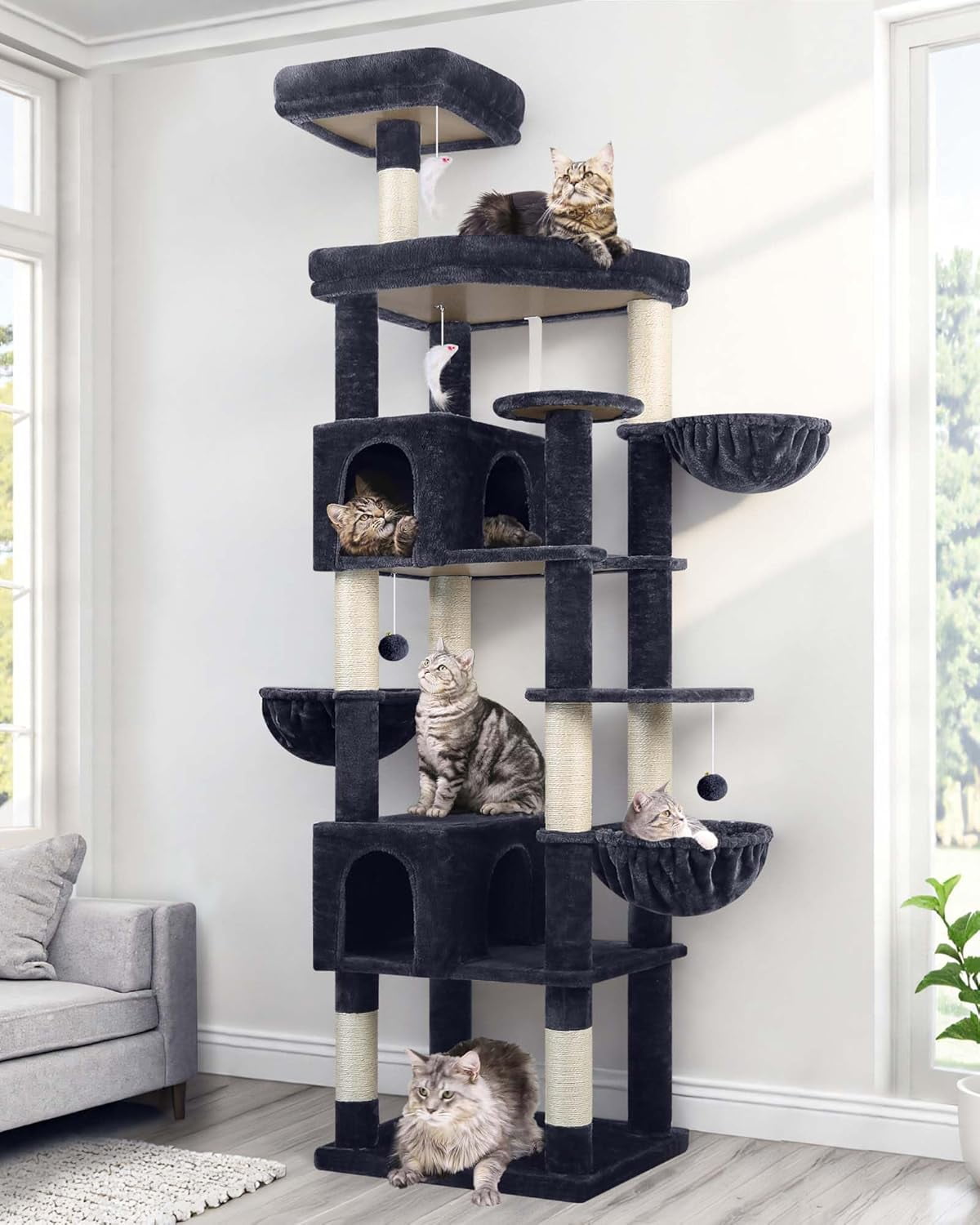 ZLXMJ Extra Large Cat Tree Tower, 82in Tall Heavy Duty Cat Tree for ...