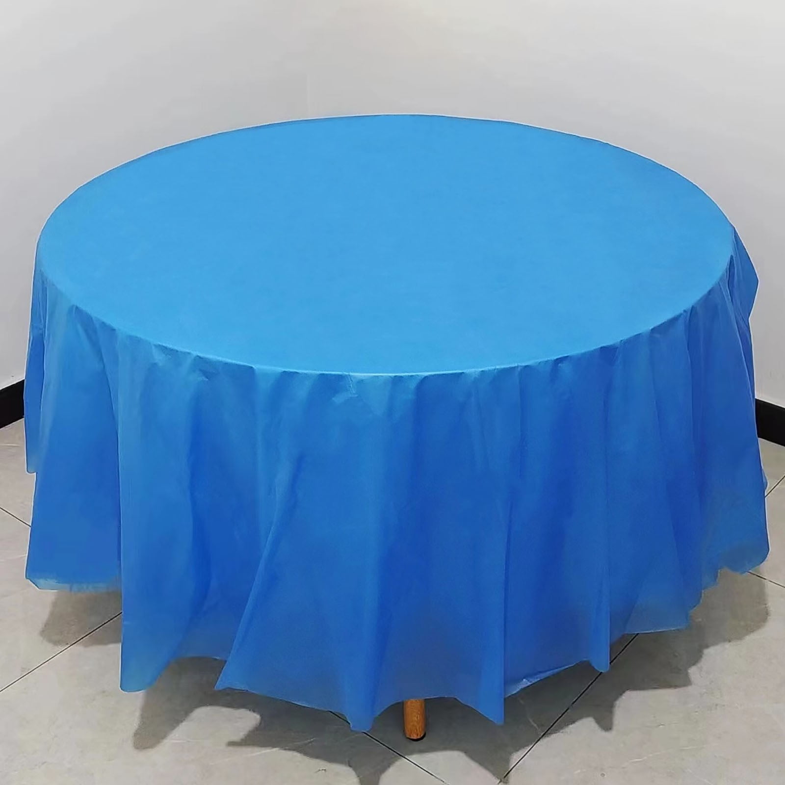 FNZEFAM 12 Pack Premium Plastic Disposable 84 Inch Round Tablecloth ...