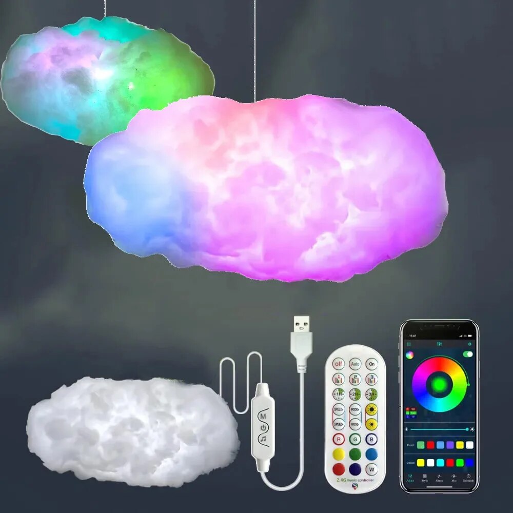 ZMG 2025 3D Big Cloud Lighting Light Smart Remote APP ThunderCloud Light Esports DIY Bedroom ...
