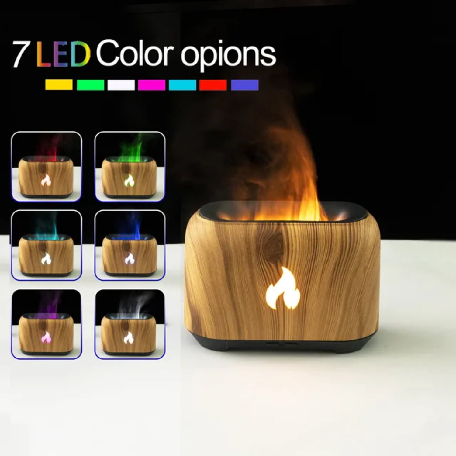 ZMG 2025 7 Colorful Simulation Flame Diffuser USB Plug-in Fragrance ...