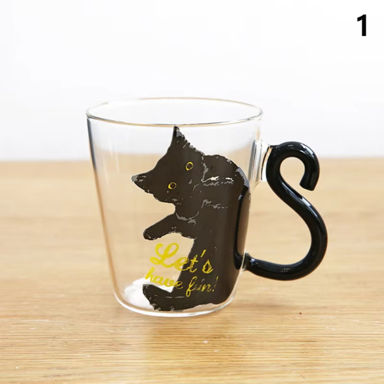 ZMG 2025 Glass Water Cup Cat Tail Handle Mug Milk Tea Coffee Fruit ...