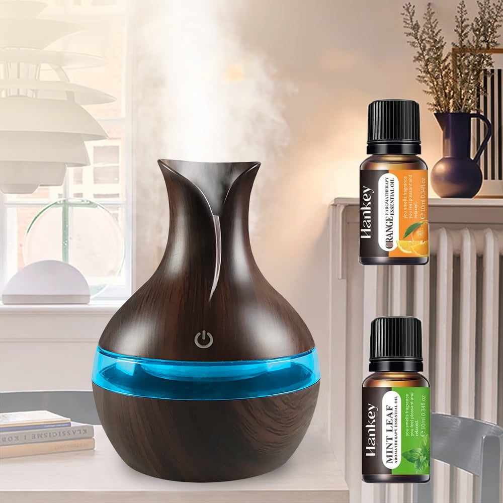 ZMGJSQ 300ml Wooden Humidifier for Desk USB Diffuser with 2 Soothing ...