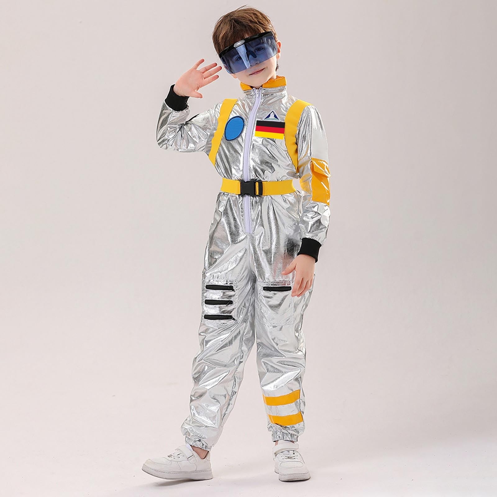 ZMHEGW Kids Silver Astronaut Costume Spacesuit Spaceman Jumpsuit Pilot ...