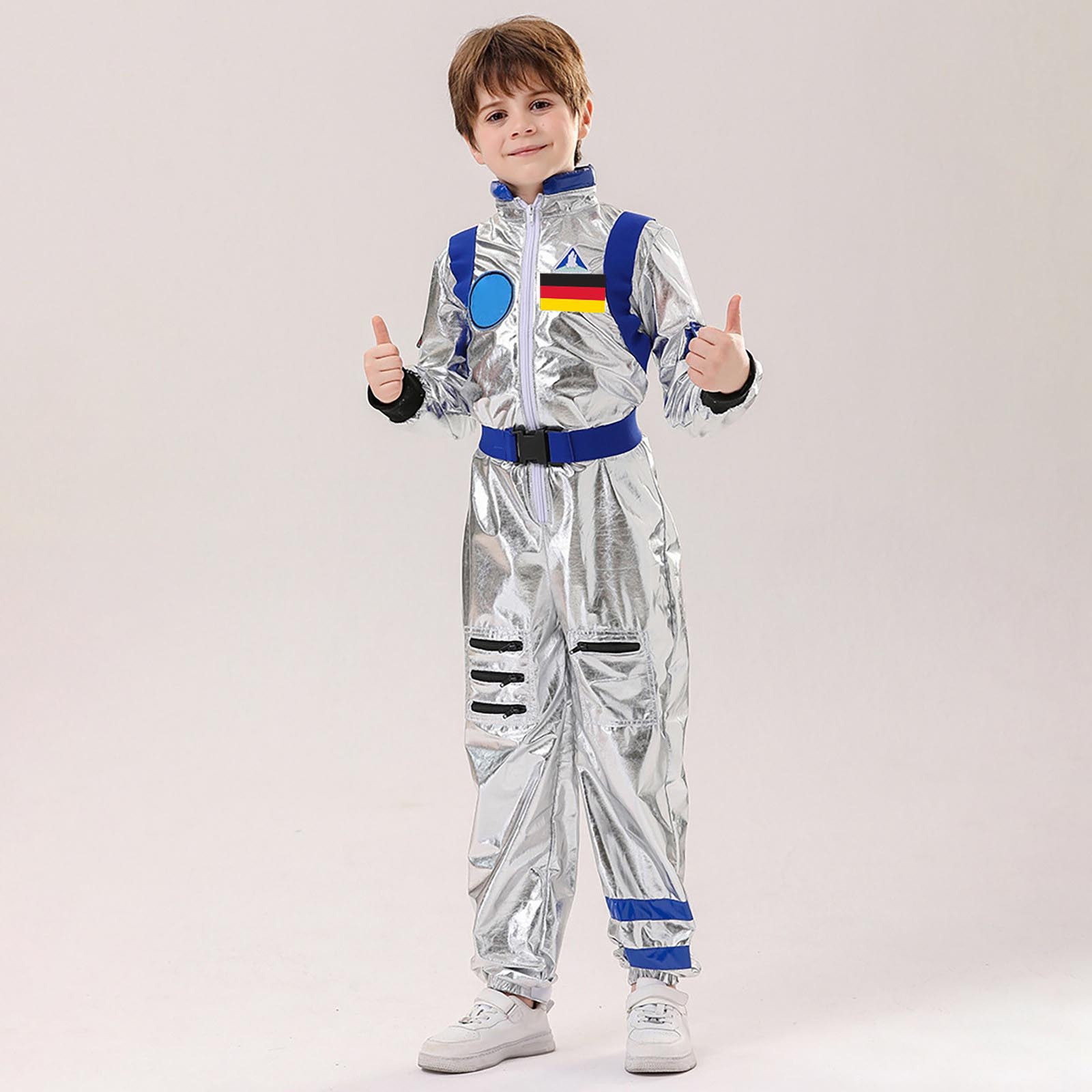 ZMHEGW Kids Silver Astronaut Costume Spacesuit Spaceman Jumpsuit Pilot ...