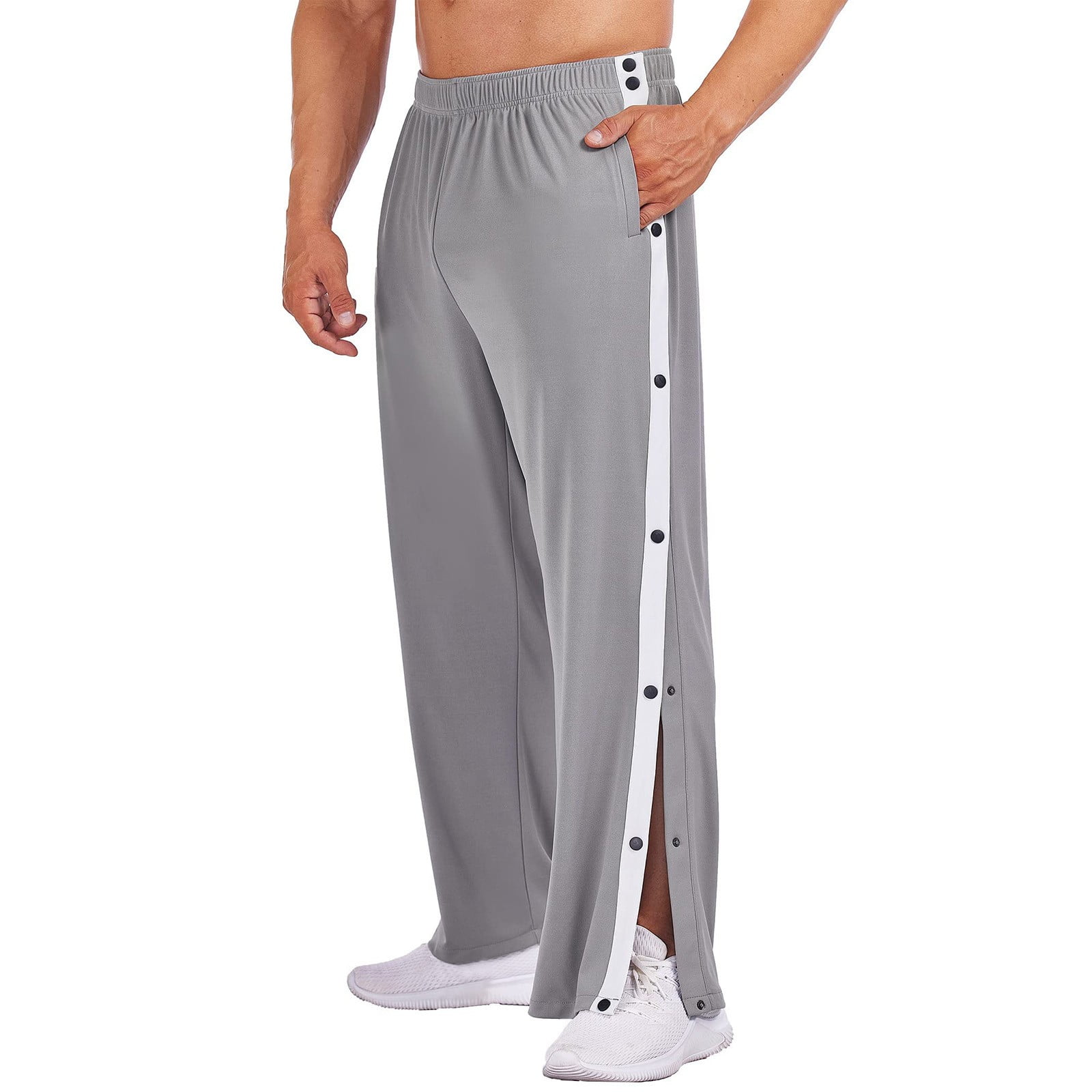 ZMHEGW Men's Tear Basketball Pants High Split Snap Button Casual Post ...