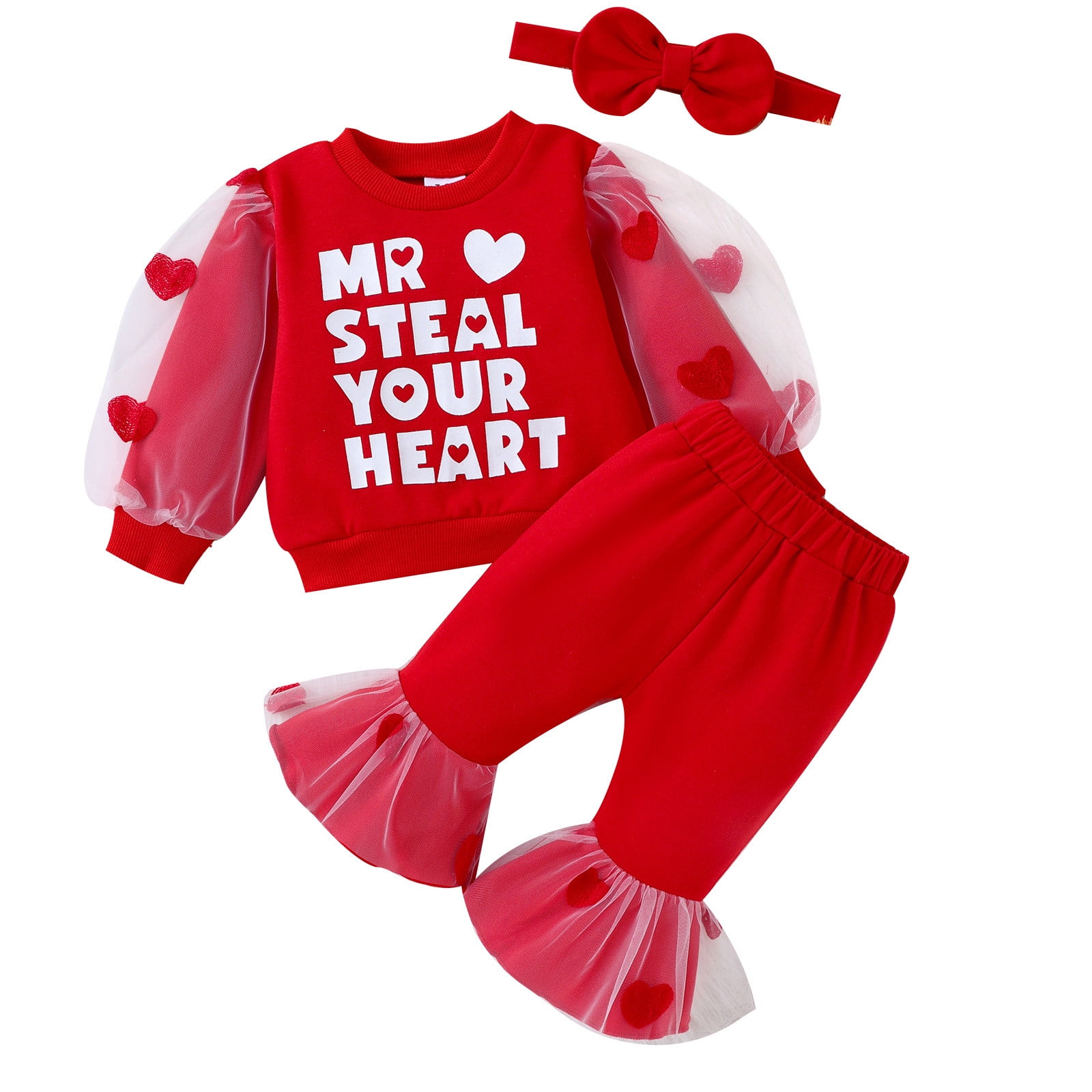 ZMHEGW Outfits for Girls Autumn Winter Letter Round Neck Splicing Love ...