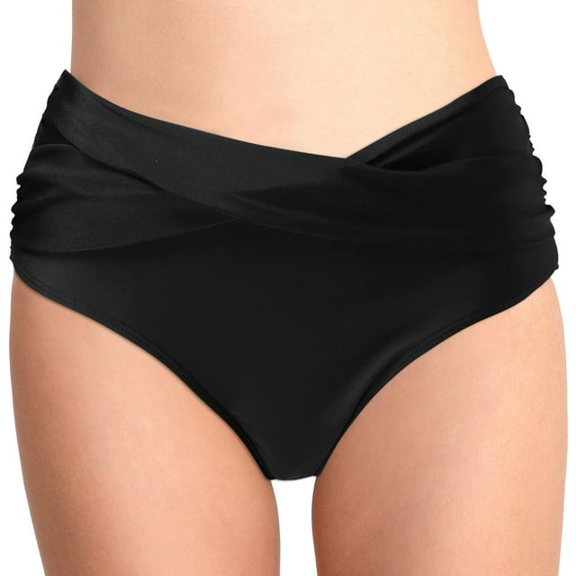 Zmhegw Womens Cheeky Swimsuit Fold Front Bikini Bottoms Ruched Swim