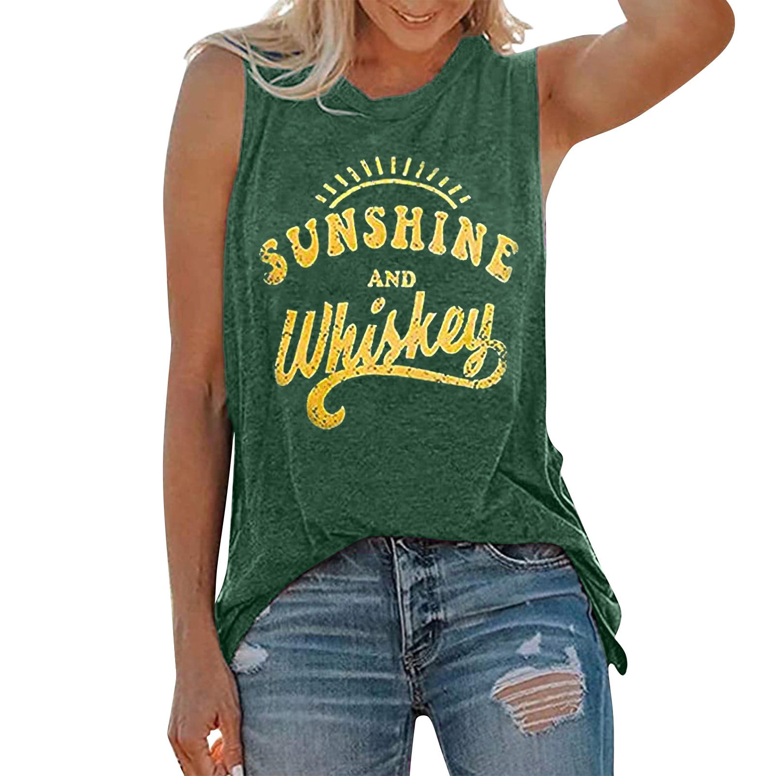 ZMHEGW Tank Tops Womens Loose Fit Summer Graphic Sleeveless Graphic Tee ...