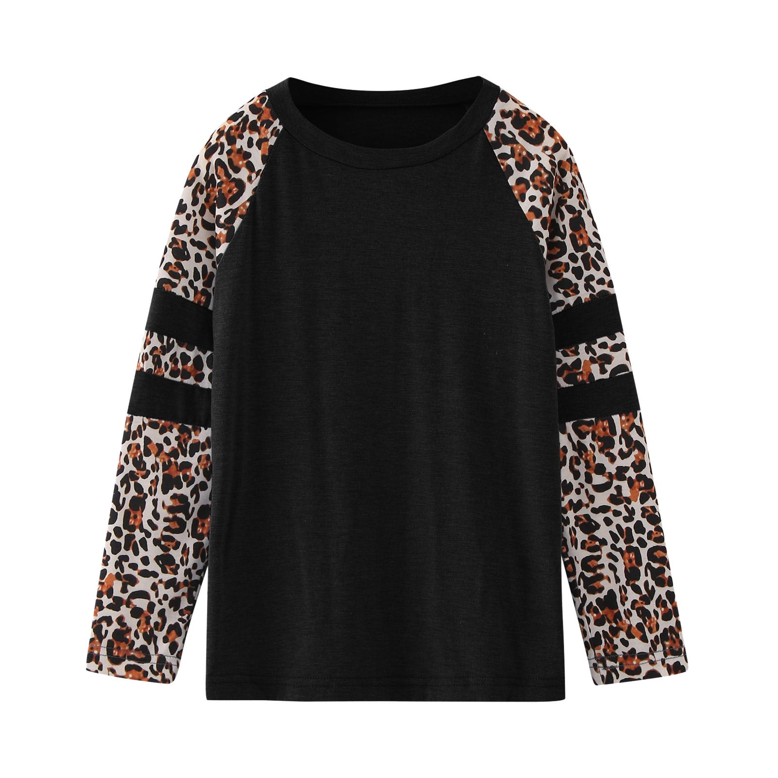 ZMHEGW Toddler Kids Little Girl's Crewneck Solid Leopard Basic T Shirt ...