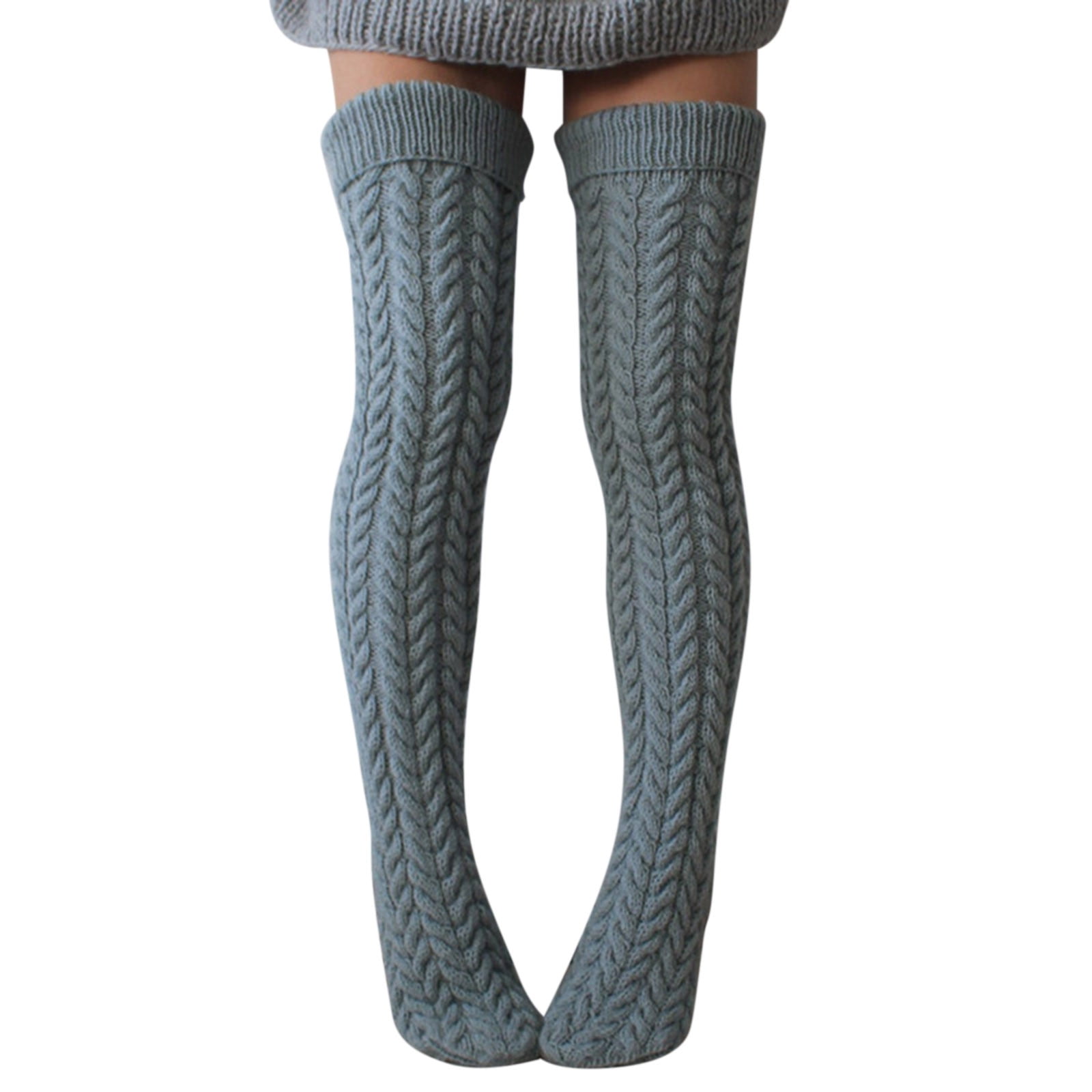 ZMHEGW Women Knit Leg Stocking Thigh Long Warmers Knee Cable Boot Socks ...