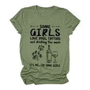 ZMHEGW Womens T Shirts Trendy Letters Printing Shirts Round Neck Short ...