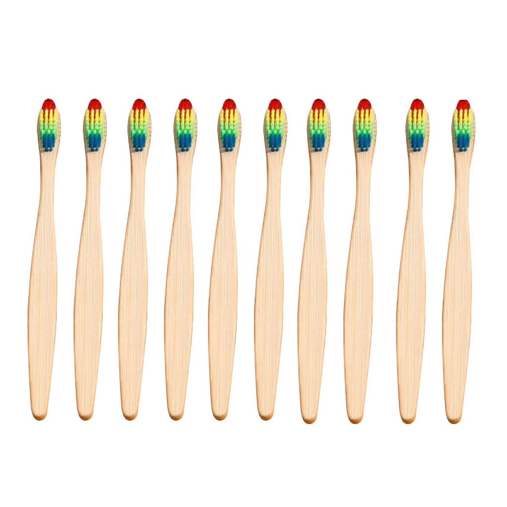 ZMHPKJS Eco-Friendly Rainbow Bamboo Soft Fibre Toothbrush Teeth Brush ...