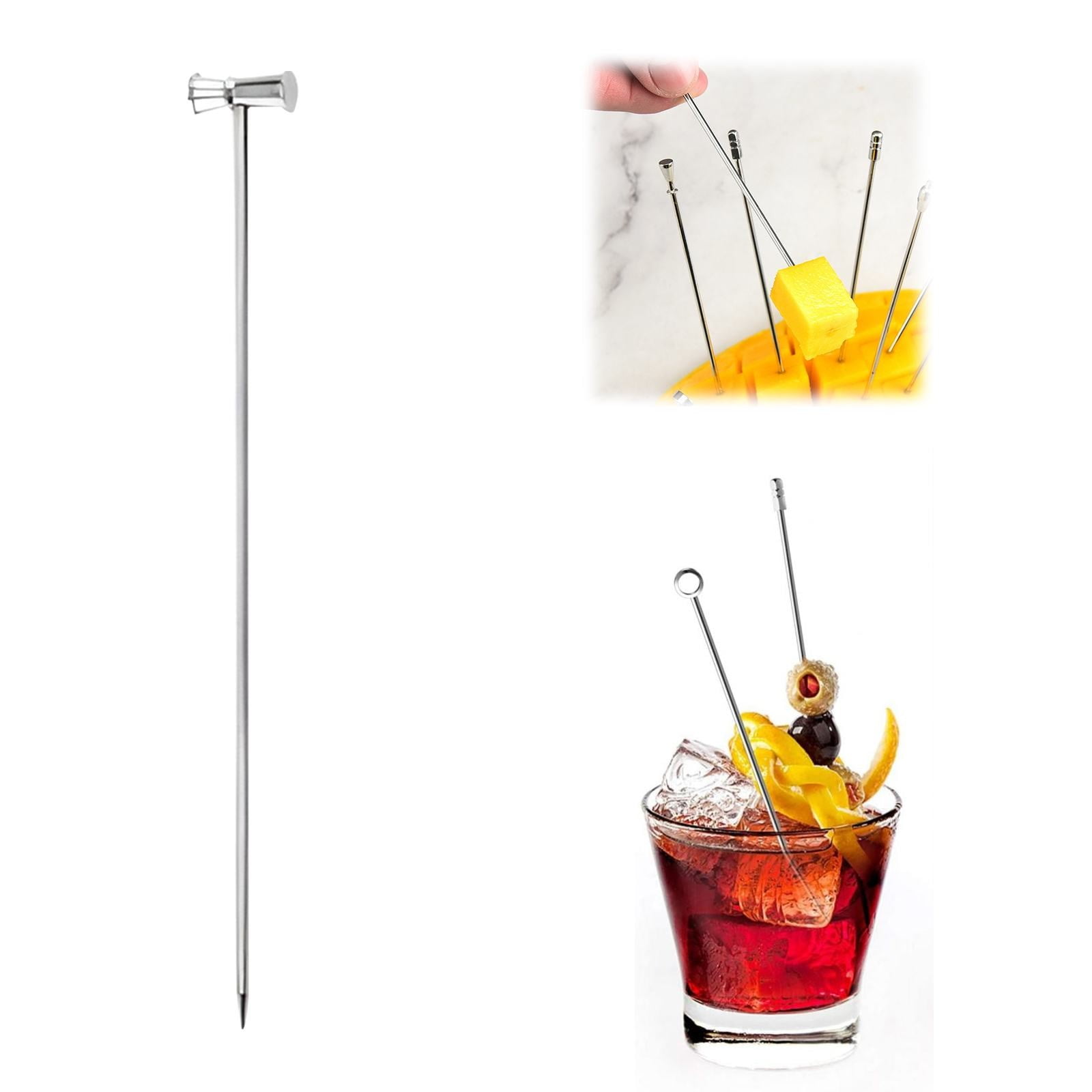 ZMKIAG 50 Pcs Stainless Steel Fruit Toothpicks, Reusable Cocktail Fruit ...