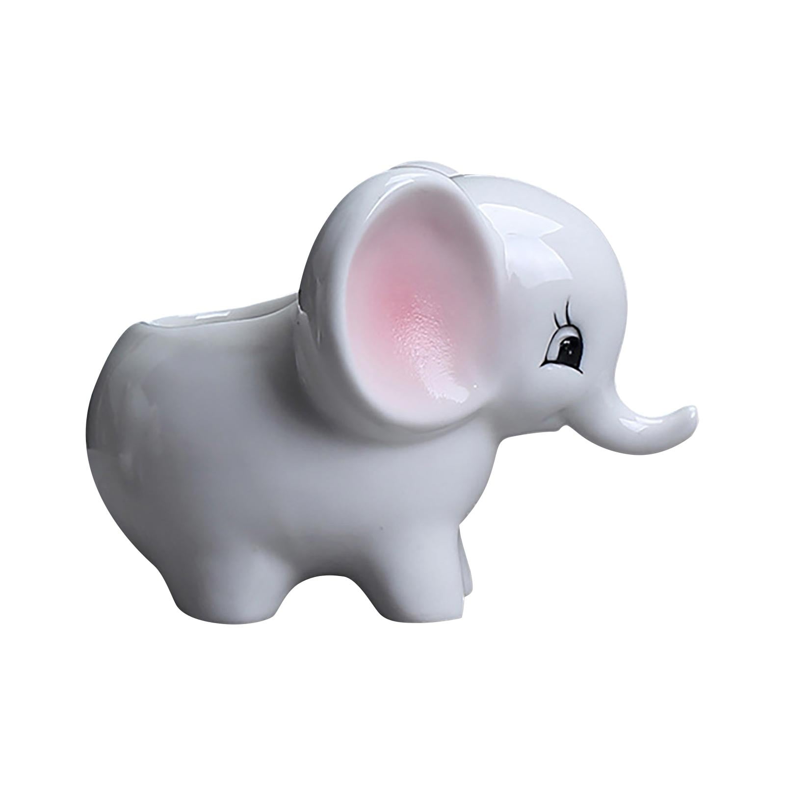 ZMKIAG Adorable Ceramic Elephant Succulent Planter, White Elephants ...