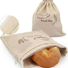 TOP-MAX Natural Linen Fresh Bread Bag Rustic Drawstring Bag Fresh Bread ...