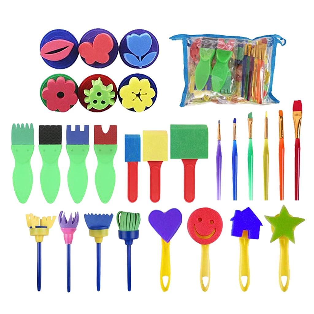 ZMKIAG Children Drawing Sponge Painting Brushes Set 27PCS, Kids ...