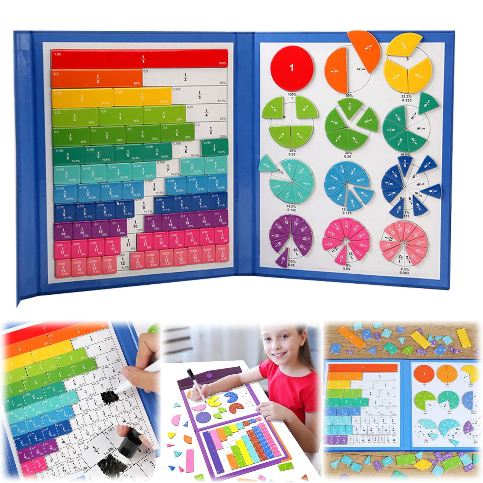 ZMKIAG Children's Digital Decomposition Toys, Magnetic Book Fraction ...
