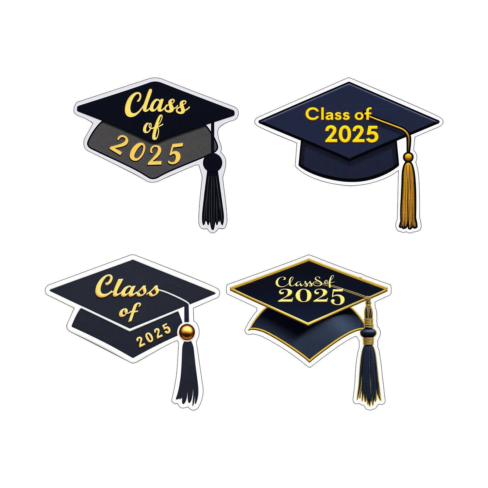 ZMKIAG Class of 2025 Graduation Cap Stickers, Black Graduation Hat Grad ...