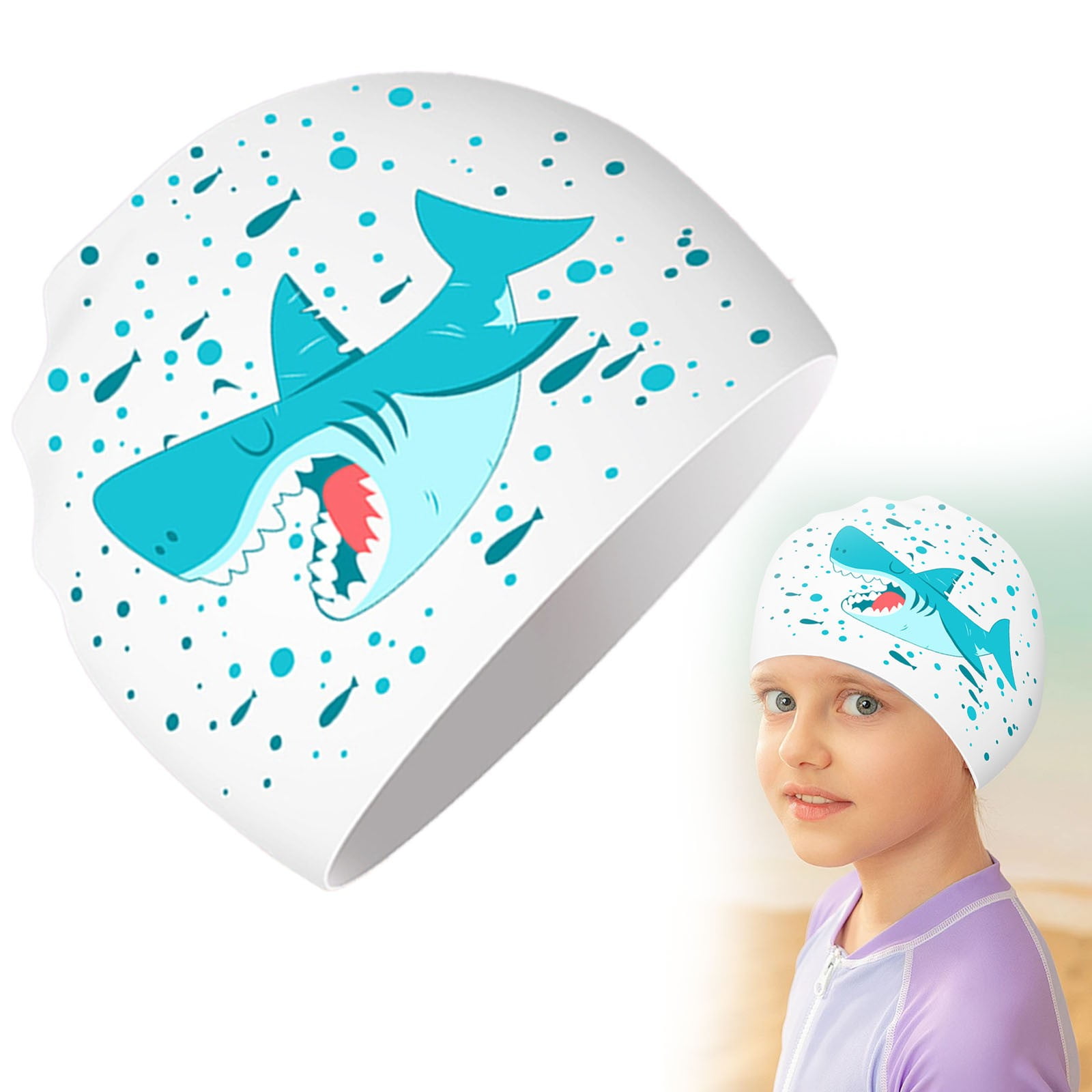 ZMKIAG Comfortable Silica Gel Swim Cap for Long Short Hair Kids ...