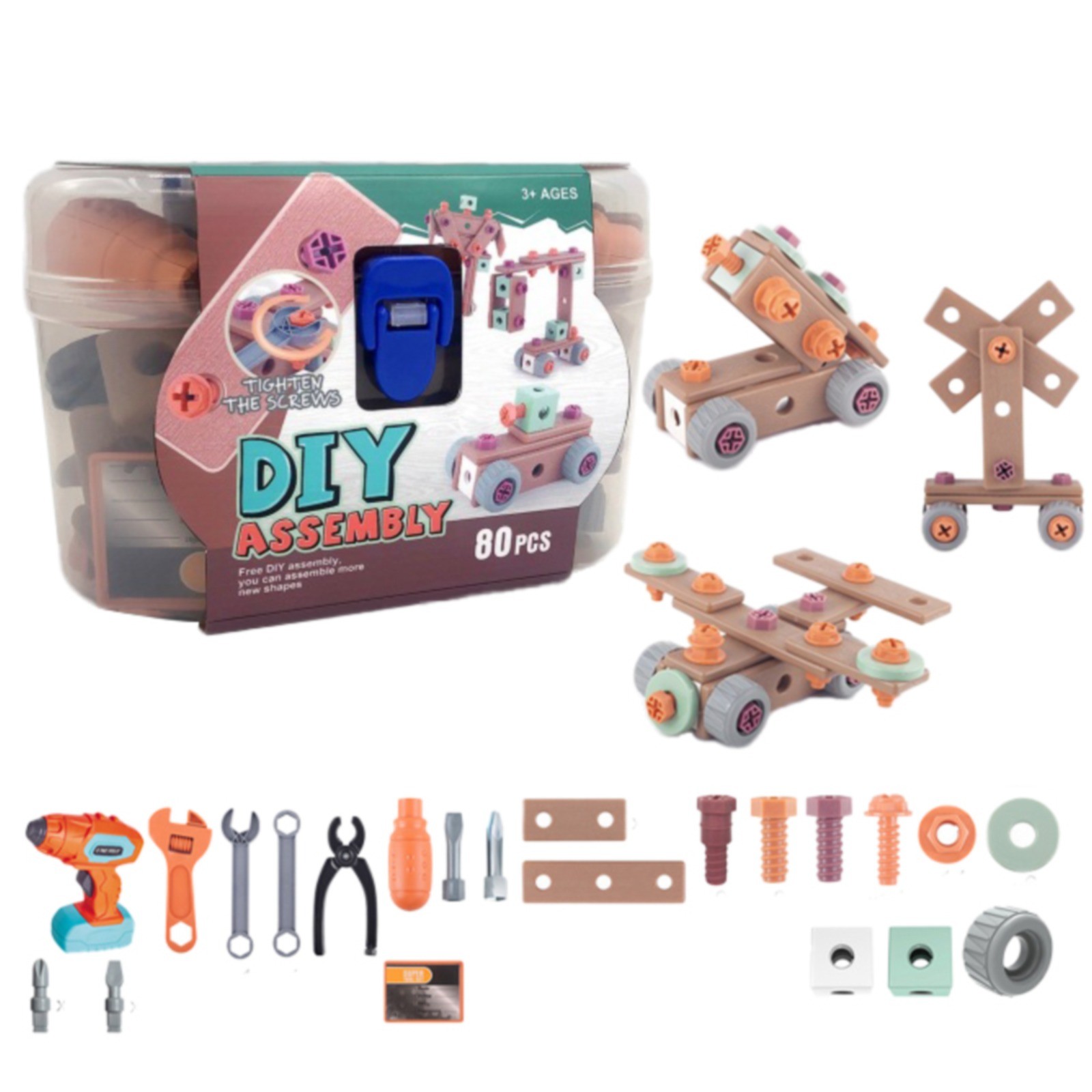 ZMKIAG Creative Toys for Kids 4-8, Mosaic Drill Set, Magic Play Toolbox for Kids, Electric Drill ...