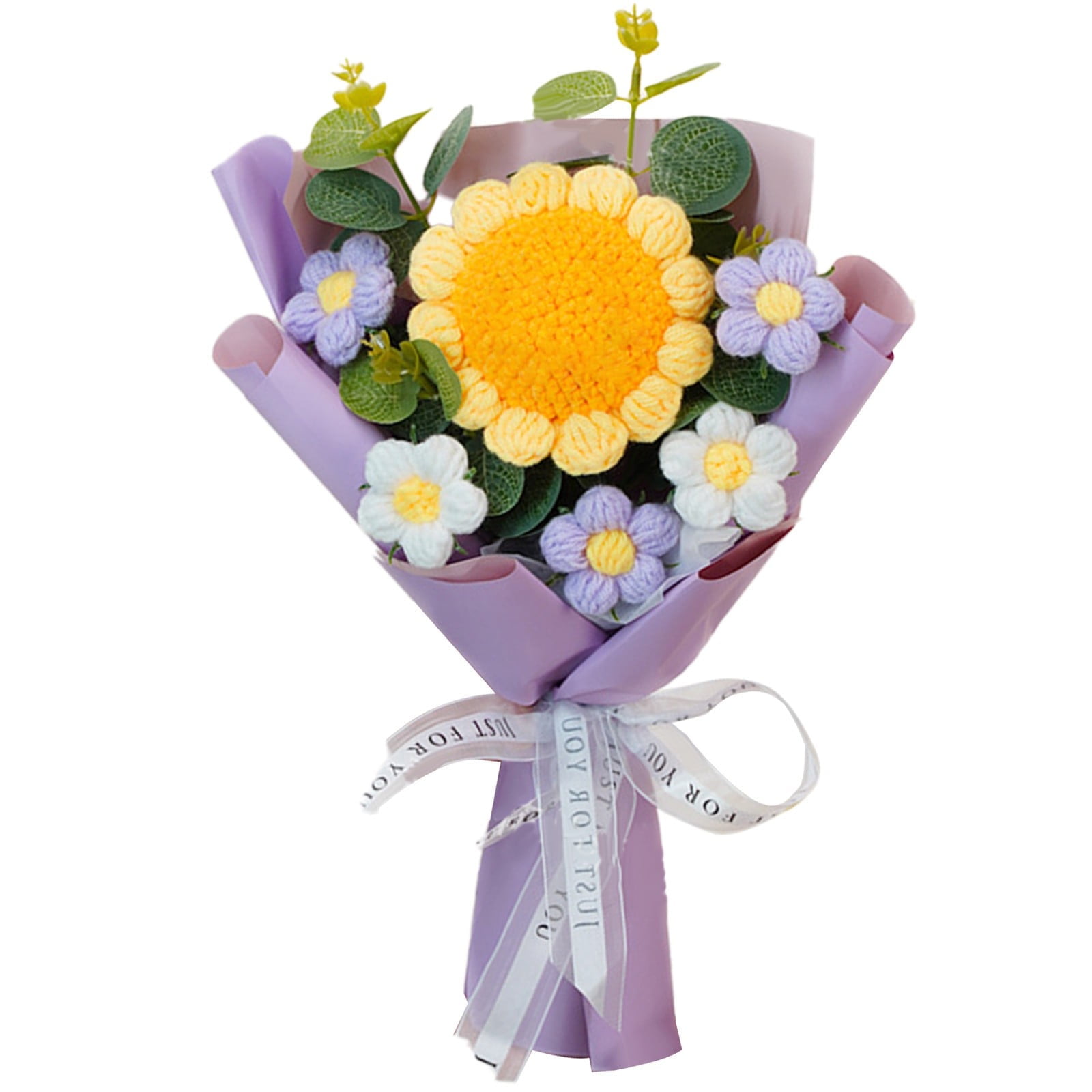 ZMKIAG Crochet Flower Bouquet, Knitted Flowers, Artificial Sunflower ...