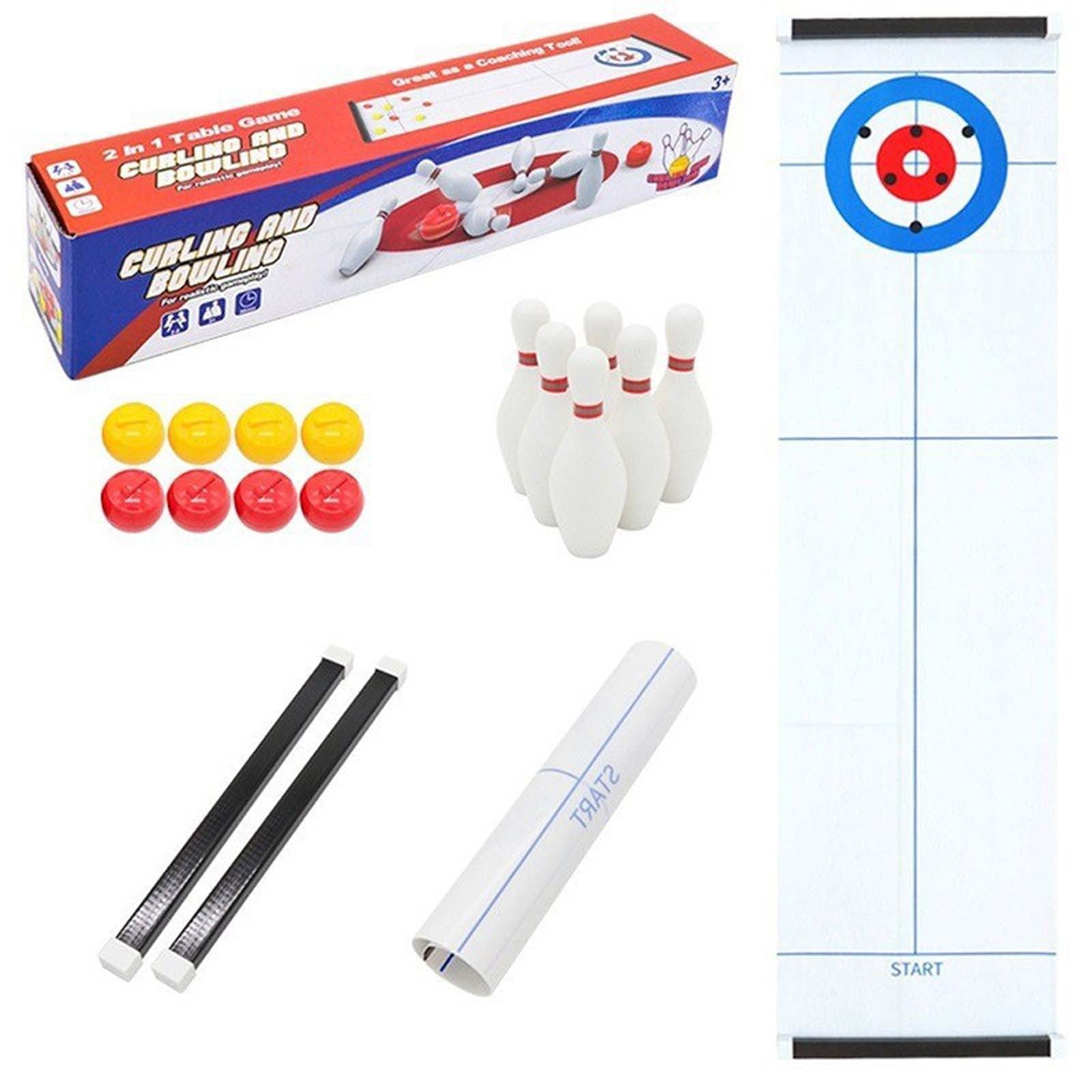 ZMKIAG Curling and Bowling 2 In 1 Board Game Set Portable Family Game ...