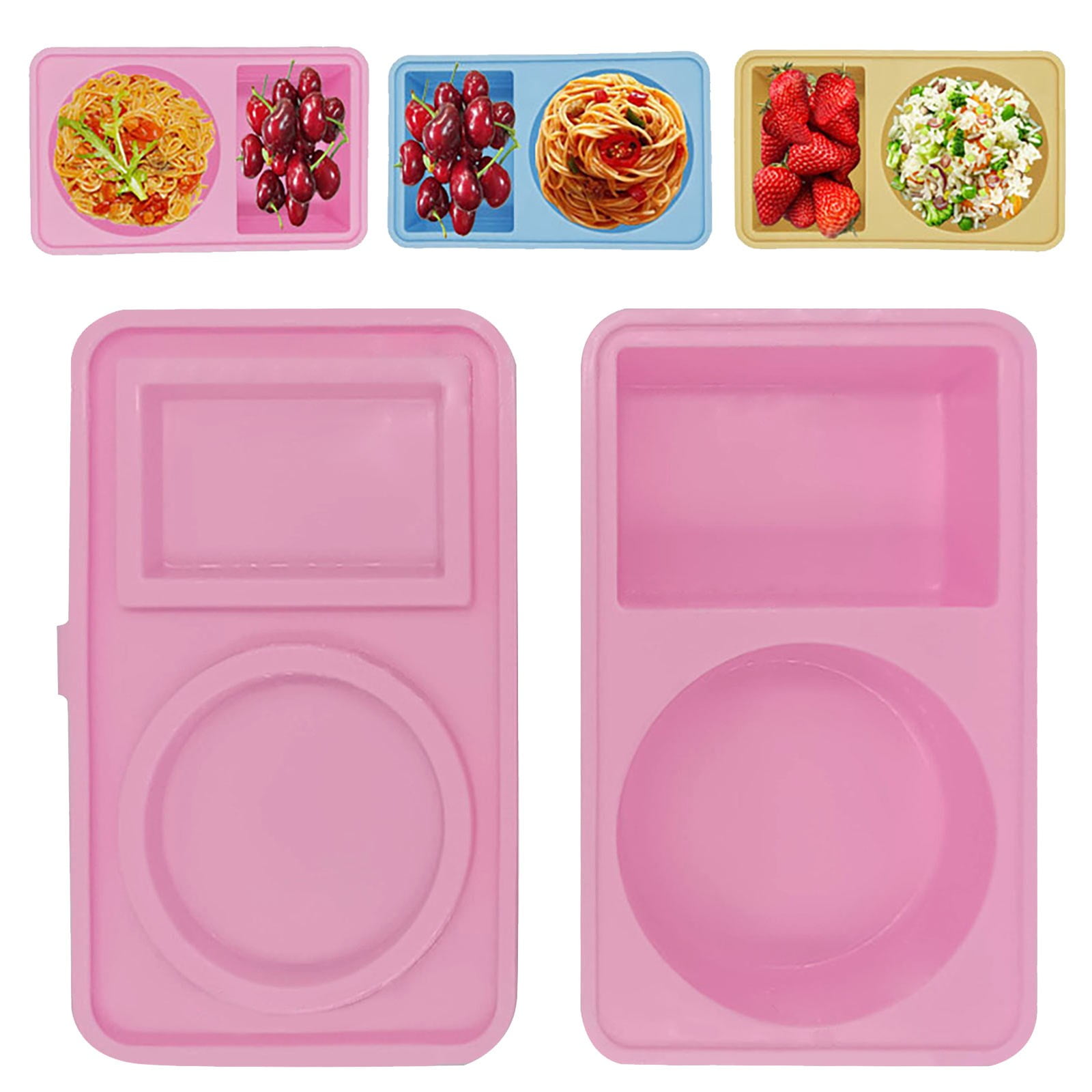 ZMKIAG Divided Snack Box 2 Compartment, Reusable Silicone Meal Prep ...