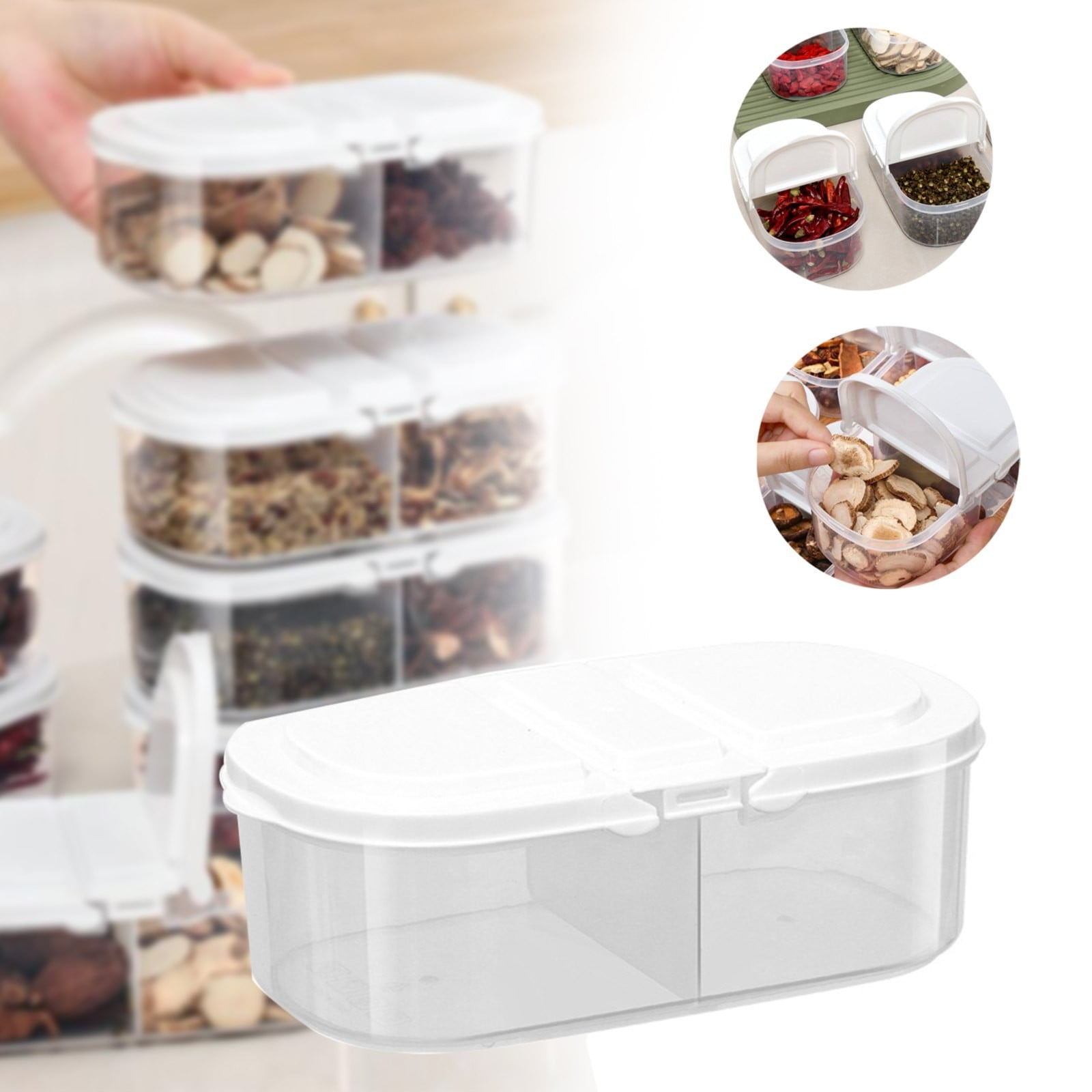 ZMKIAG Double Compartment Storage Boxes with Lids, Small Reusable ...