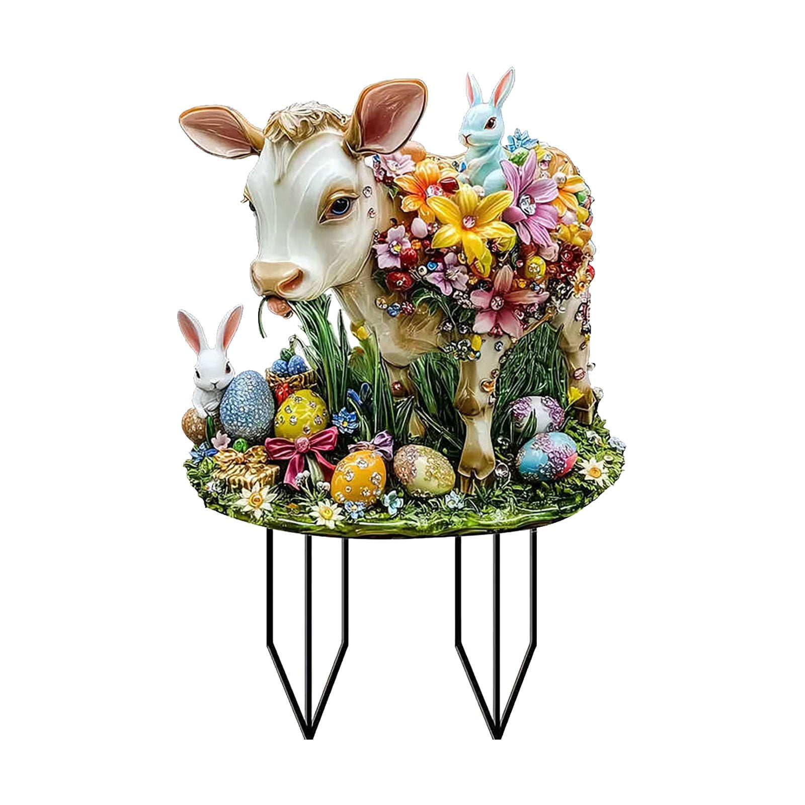 ZMKIAG Easter Decorations Outdoor Metal Bunny Decorative Garden Stakes ...