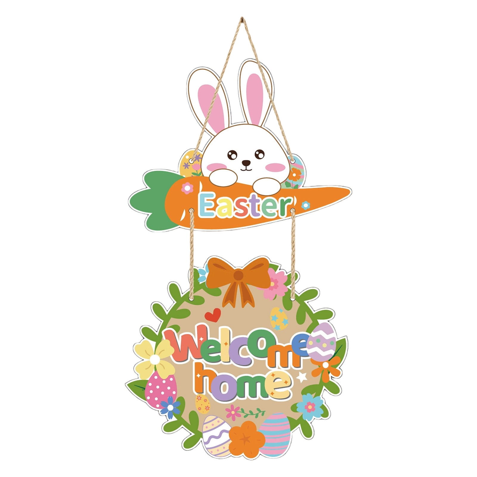 ZMKIAG Easter Door Decorations: Wooden Hanging Openwork Bunny Egg ...