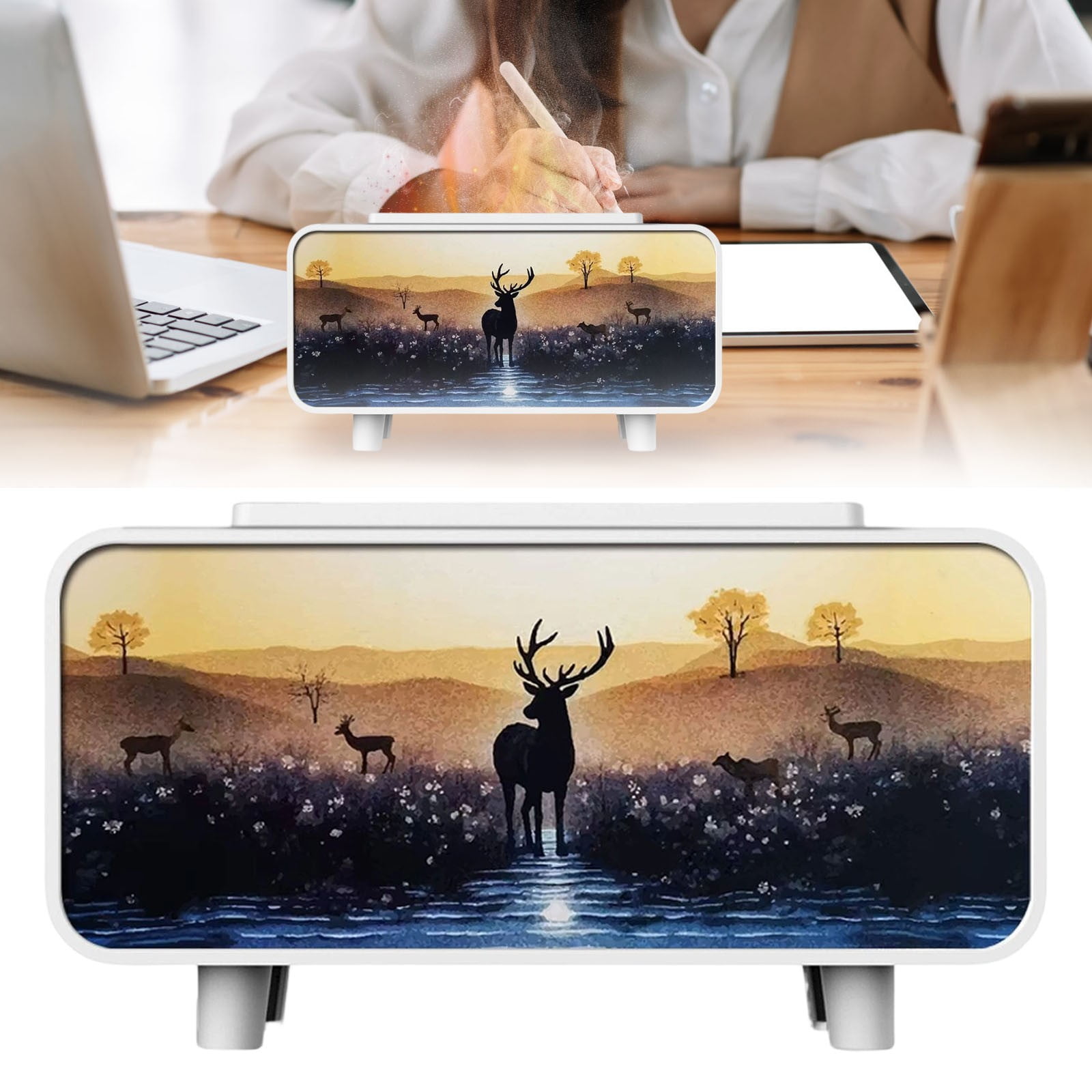 ZMKIAG Flame Effect Cool Mist Humidifier with LED Light - 230ml ...