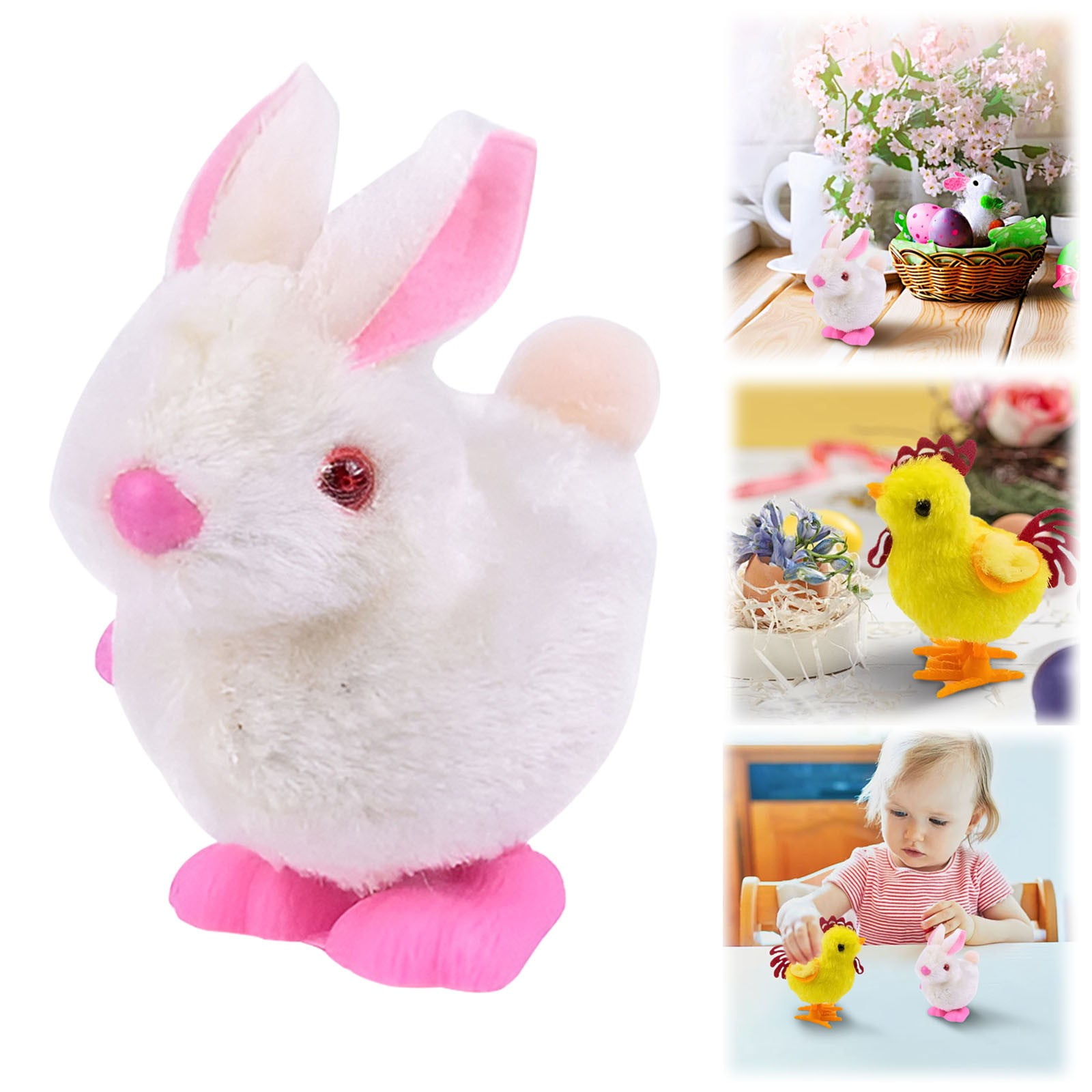 ZMKIAG Furry Walking Rooster Jumping Bunny Toy, Novelty Jumping Plush ...