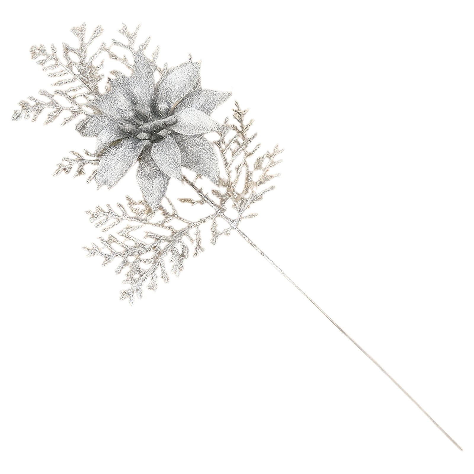 ZMKIAG Glitter Christmas Flower Picks with Sparkly Leaves & Stems ...