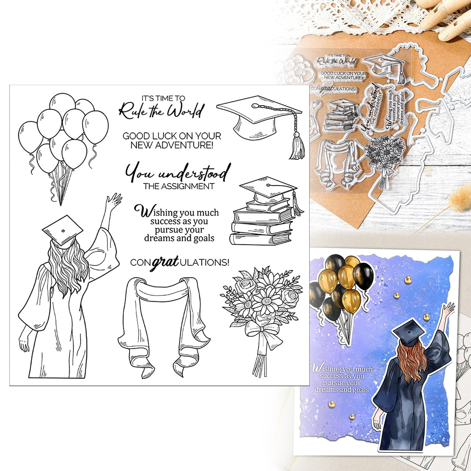 ZMKIAG Graduation Theme Cutting Dies for Card Making, DIY Scrapbooking ...