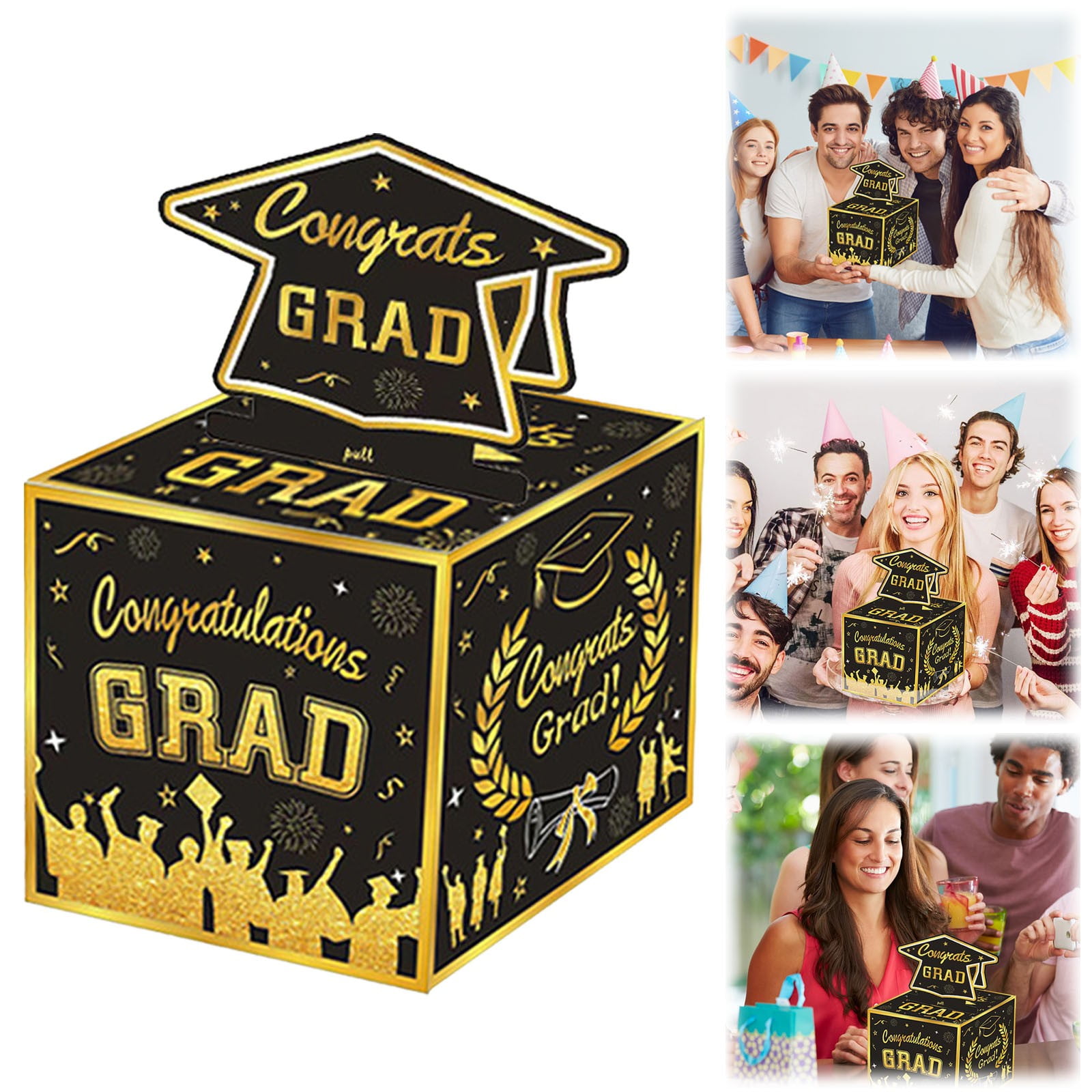 ZMKIAG Graduation Theme Party Cash Box, Congrats Grad Foldable ...