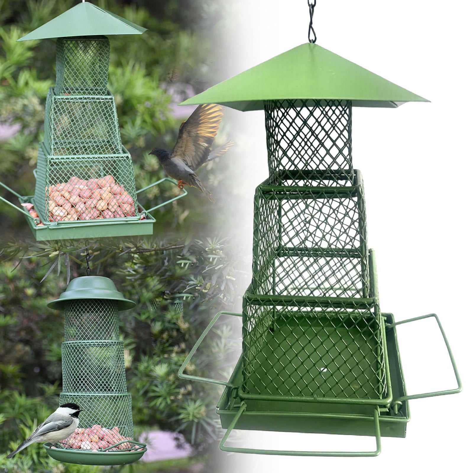 ZMKIAG Hanging Metal Mesh Bird Feeders with Detachable Lid for Outdoors ...