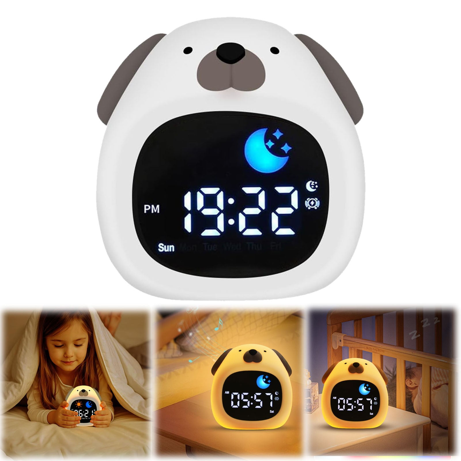 ZMKIAG Kids Alarm Clock with Color Change Night Light, Bedside Sleep ...