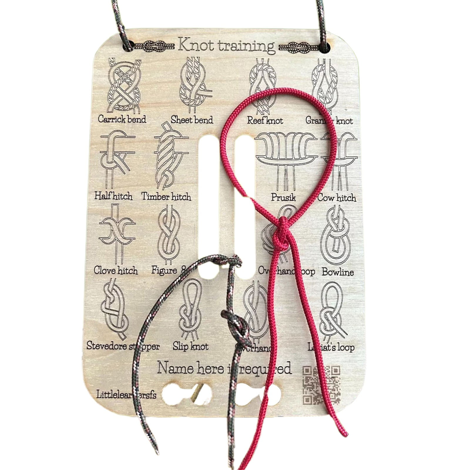 ZMKIAG Learn Knot Tying Training Board – Practice Square Knots, Bowline & More – Essential ...