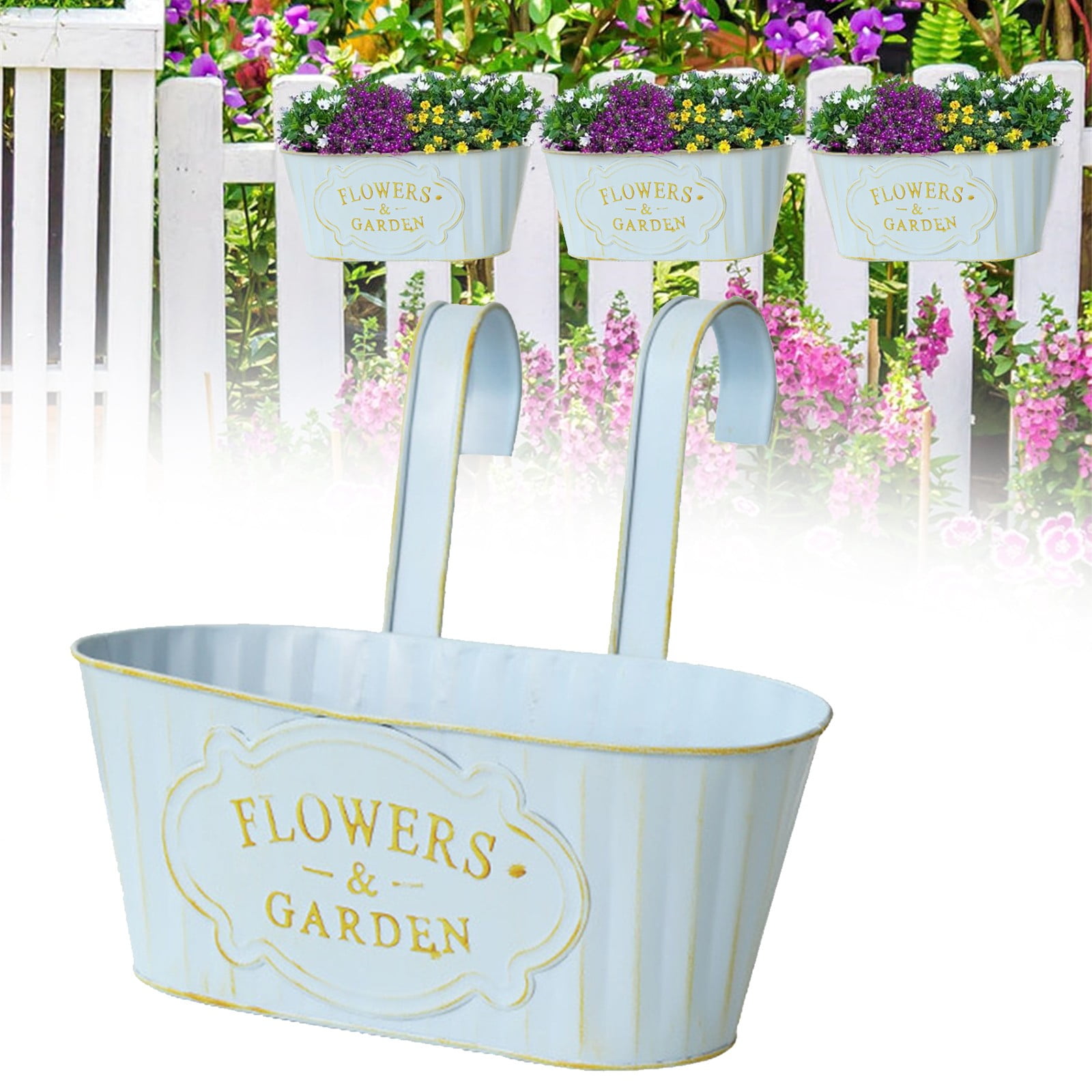 ZMKIAG Premium Metal Hanging Flower Pots, Beautiful Outdoor Hanging ...