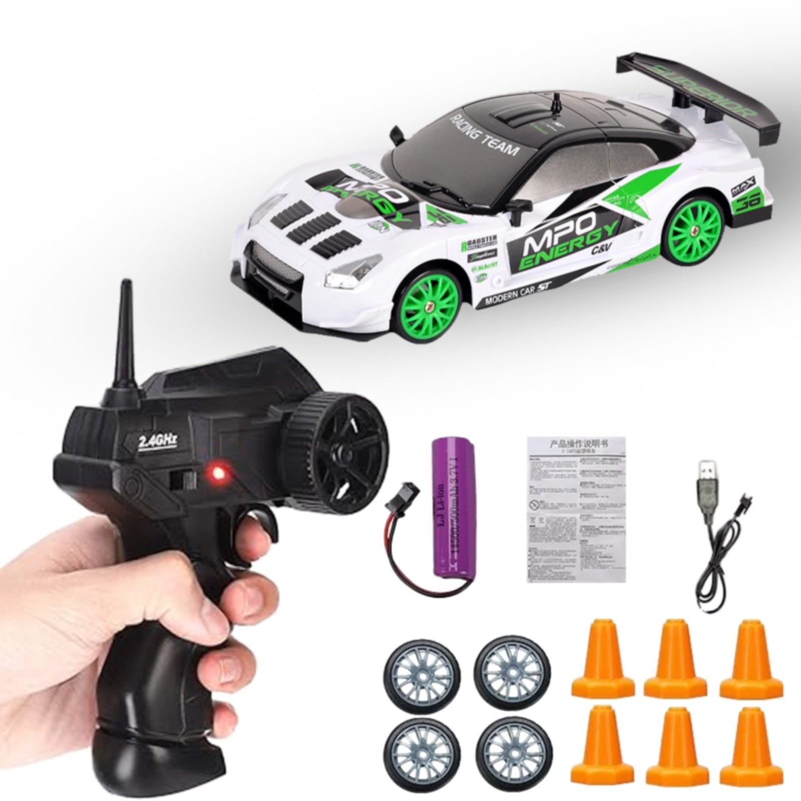 ZMKIAG RC Drift Car, 1:24 Remote Control Car with LED Lights 4WD Drift ...